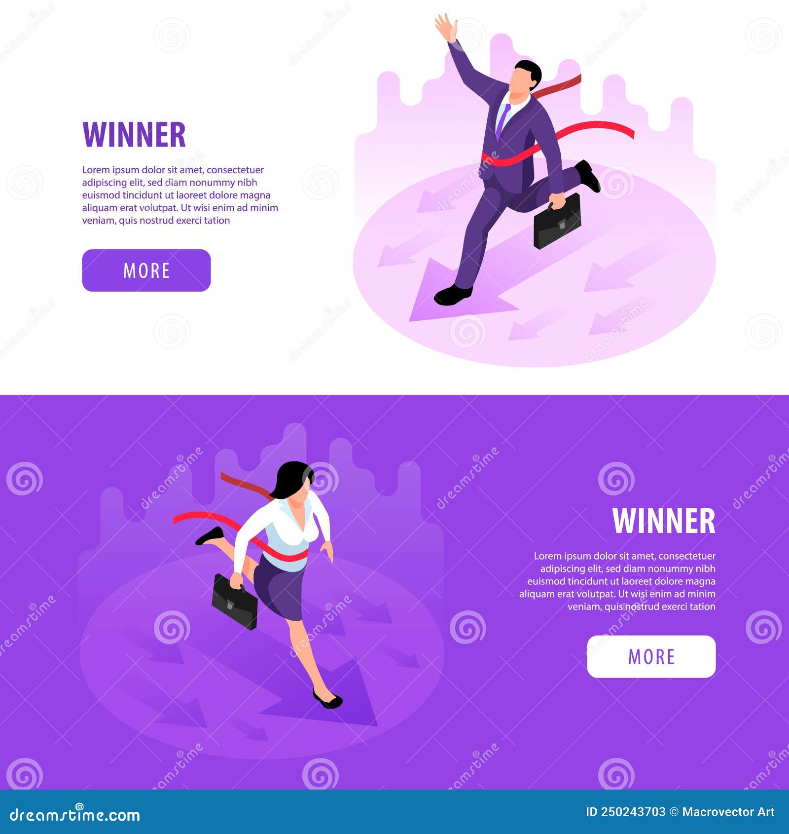 Winner Businessman Horizontal Banners Stock Vector - Illustration of ...