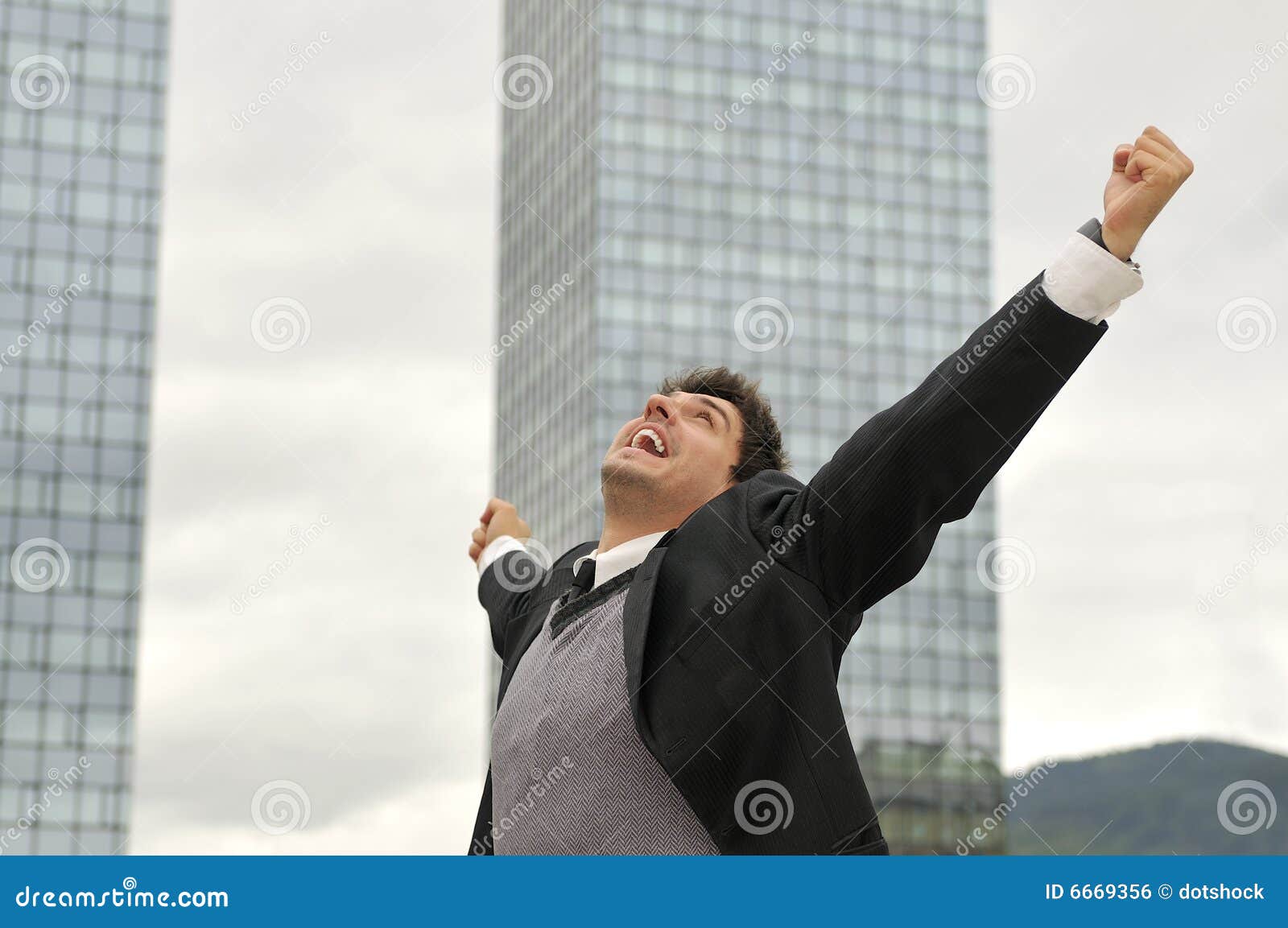 Winner Businessman Screaming from Joy Stock Photo - Image of spread ...