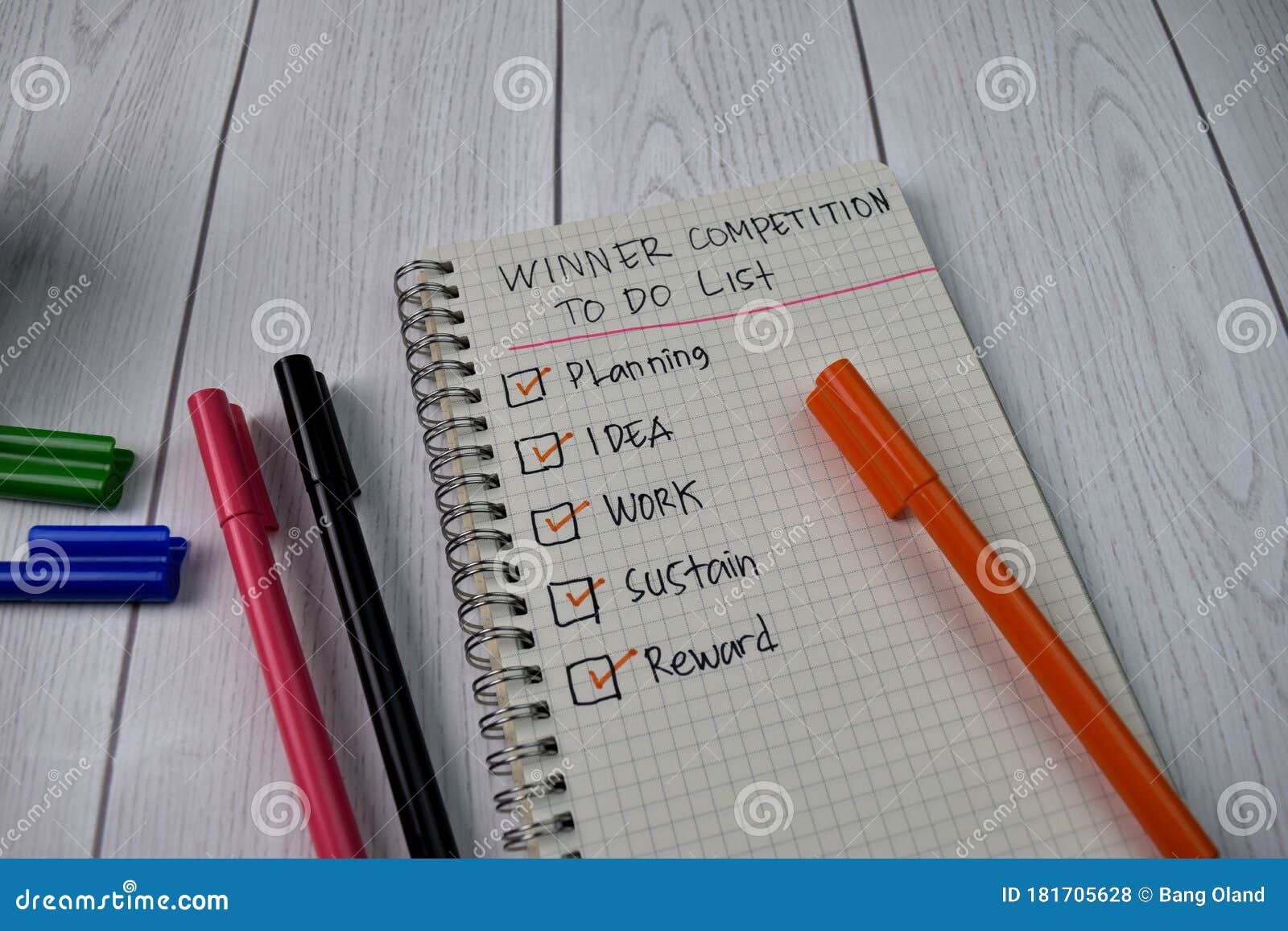 Winner Champion To Do List Write on a Book. Supported by an Additional ...
