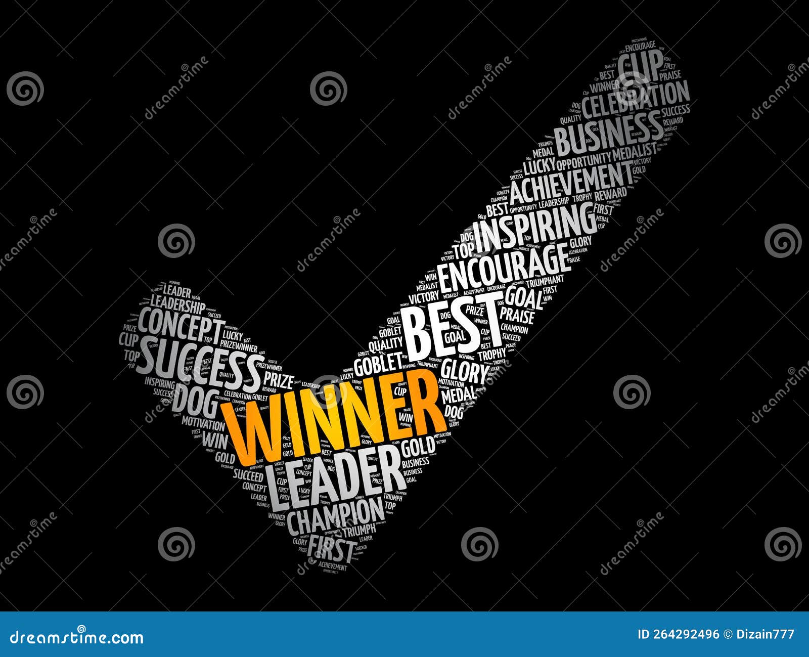 Winner Check Mark Word Cloud Collage, Concept Background Stock ...