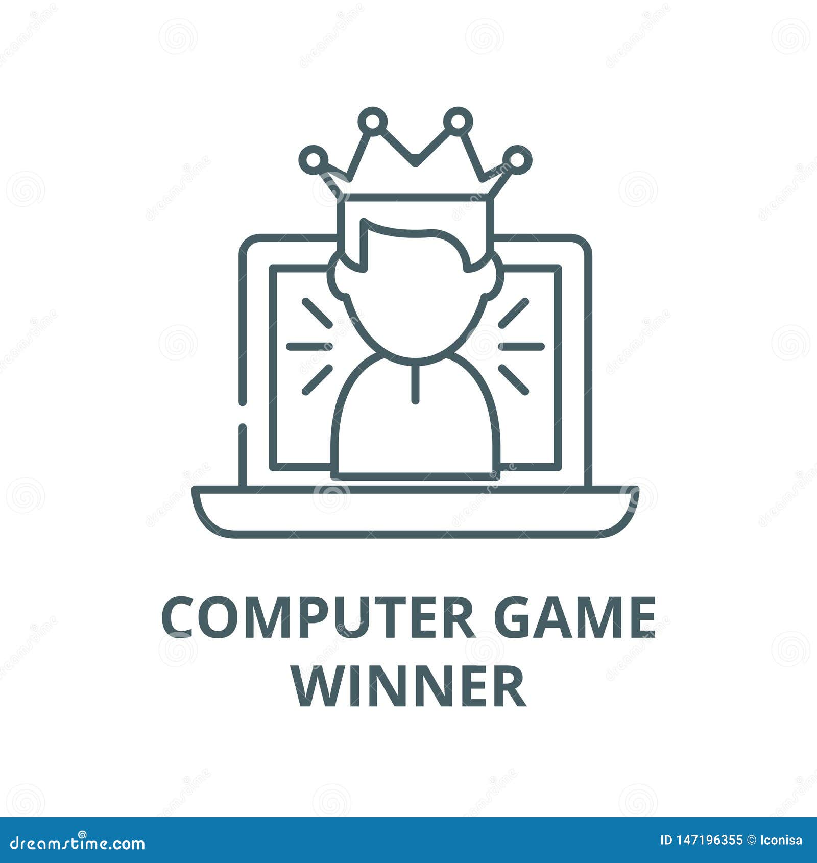 Winner in a Computer Game Vector Line Icon, Linear Concept, Outline ...