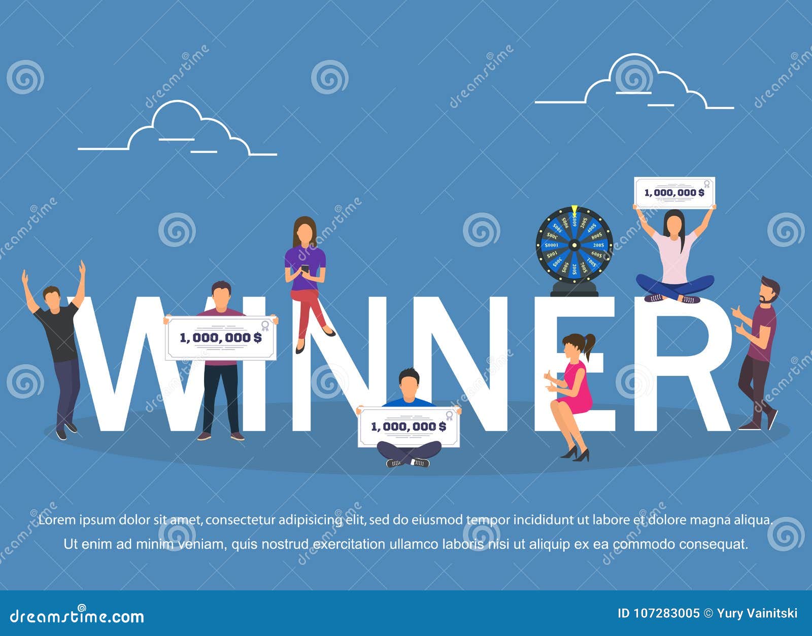 Winner Concept Set with Winning Combinations Flat Design Stock Vector ...