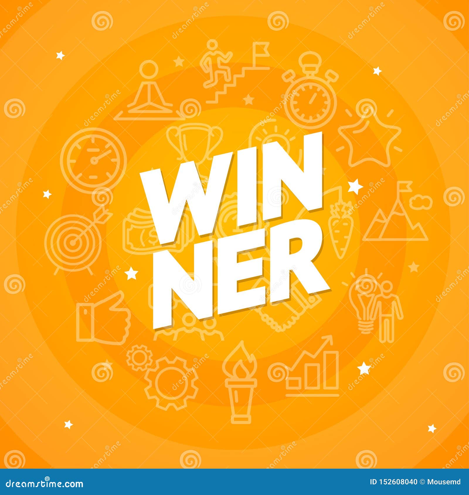 Winner Concept with White Thin Line Icon Set. Vector Stock Vector ...