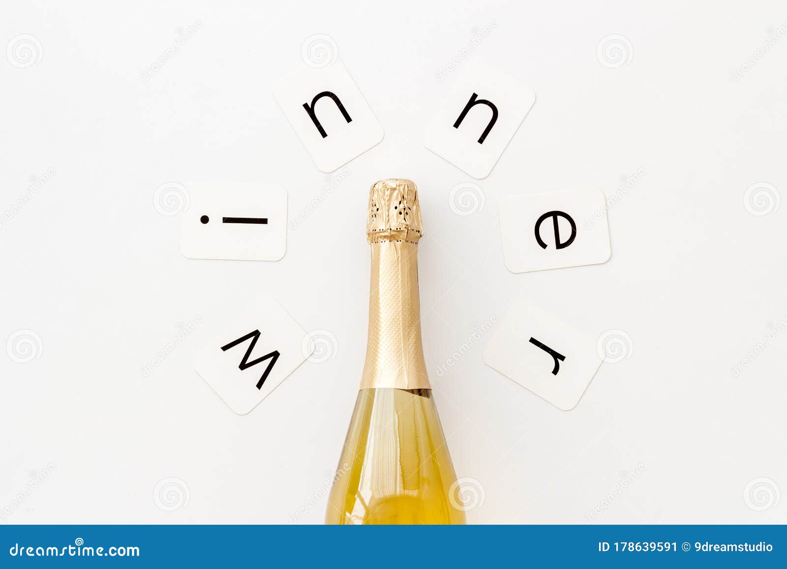 Winner Congratulation Concept with Champagne on White Background Top ...