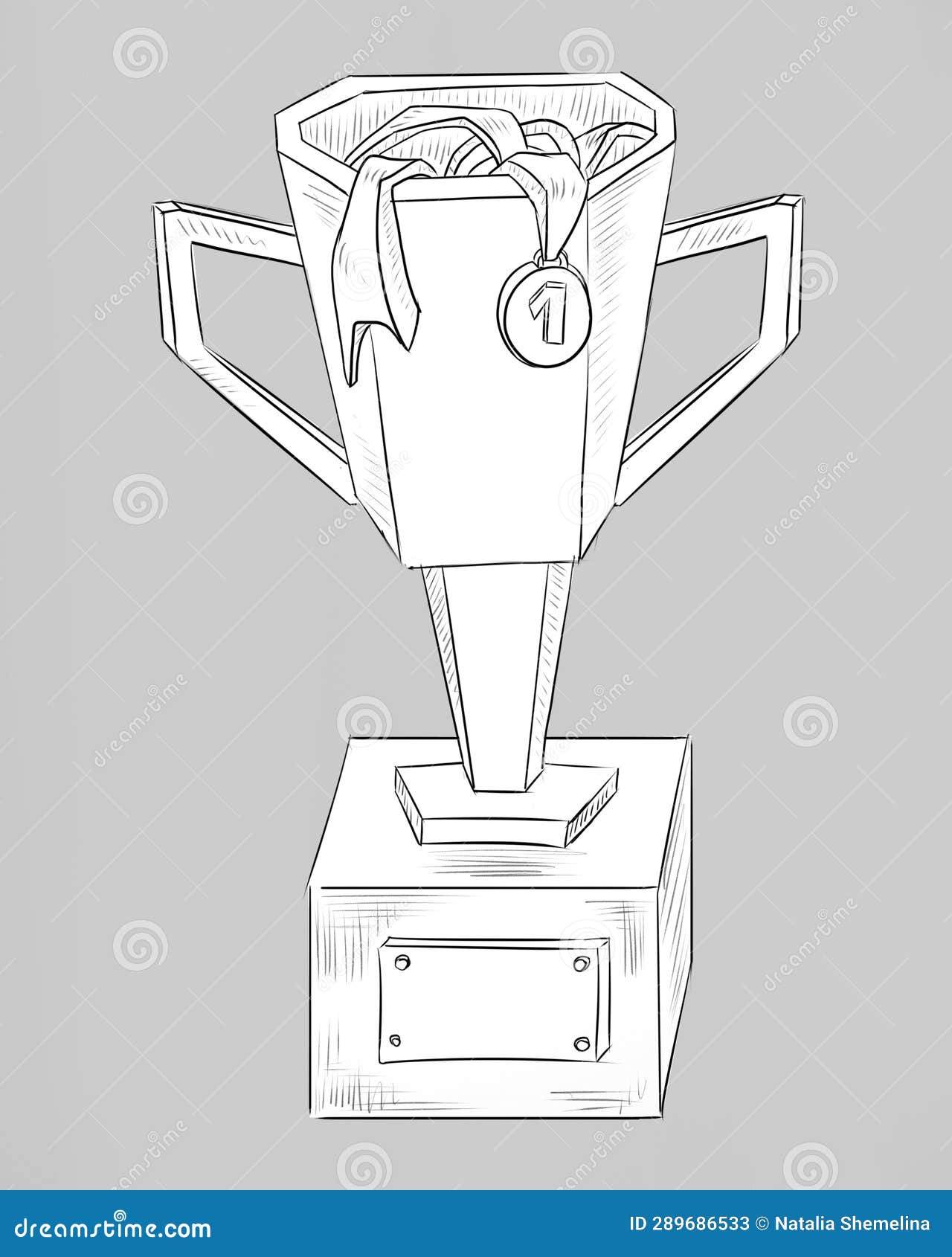 Winner Cup Black and White Sketch, Game Art Stock Illustration ...