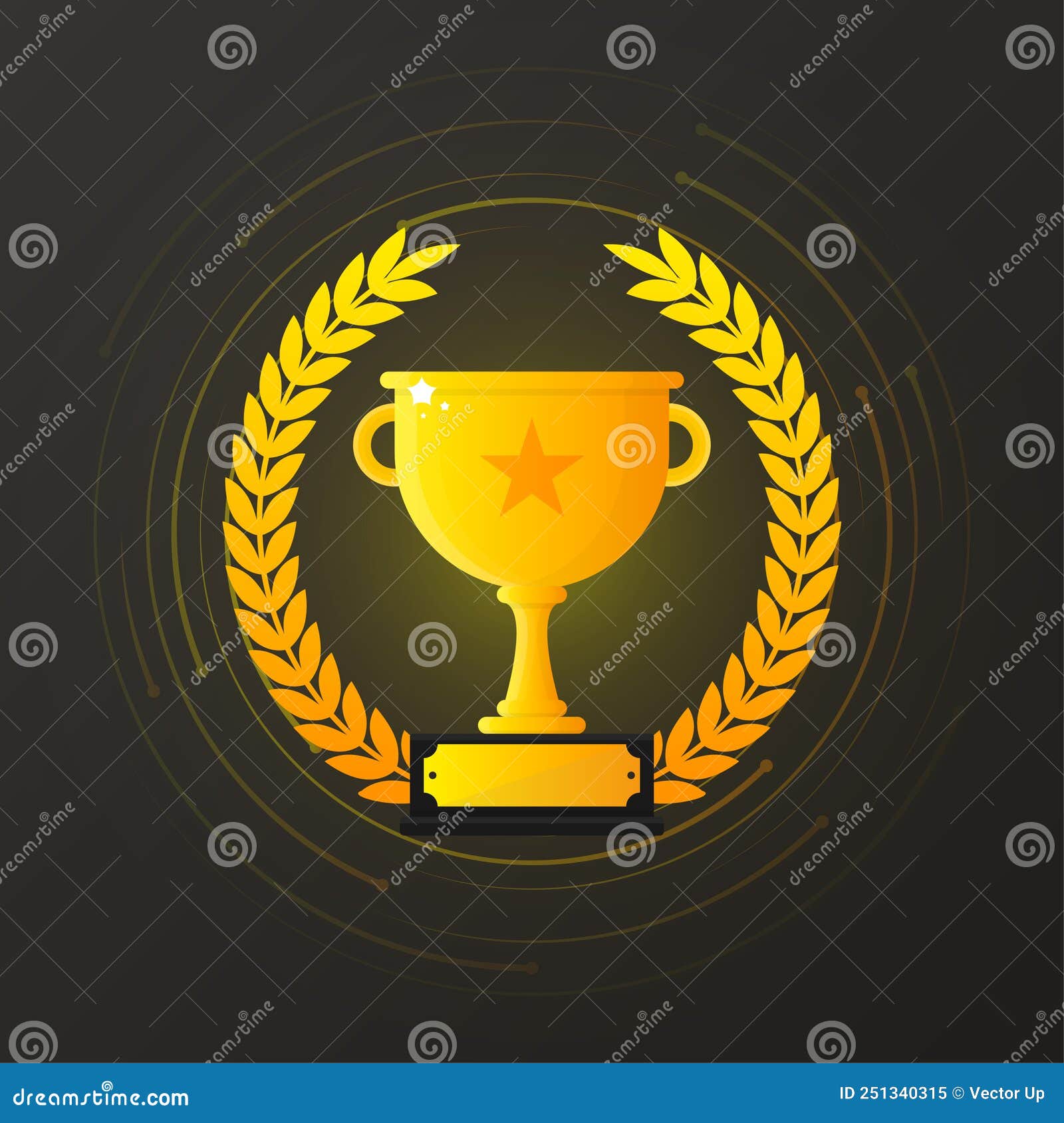 Winner Cup in Gold Color with Confity on White Background. Vector ...