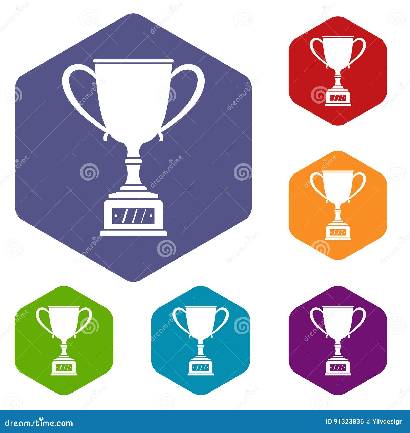 Winner Cup Icons Set Hexagon Stock Vector - Illustration of gold ...