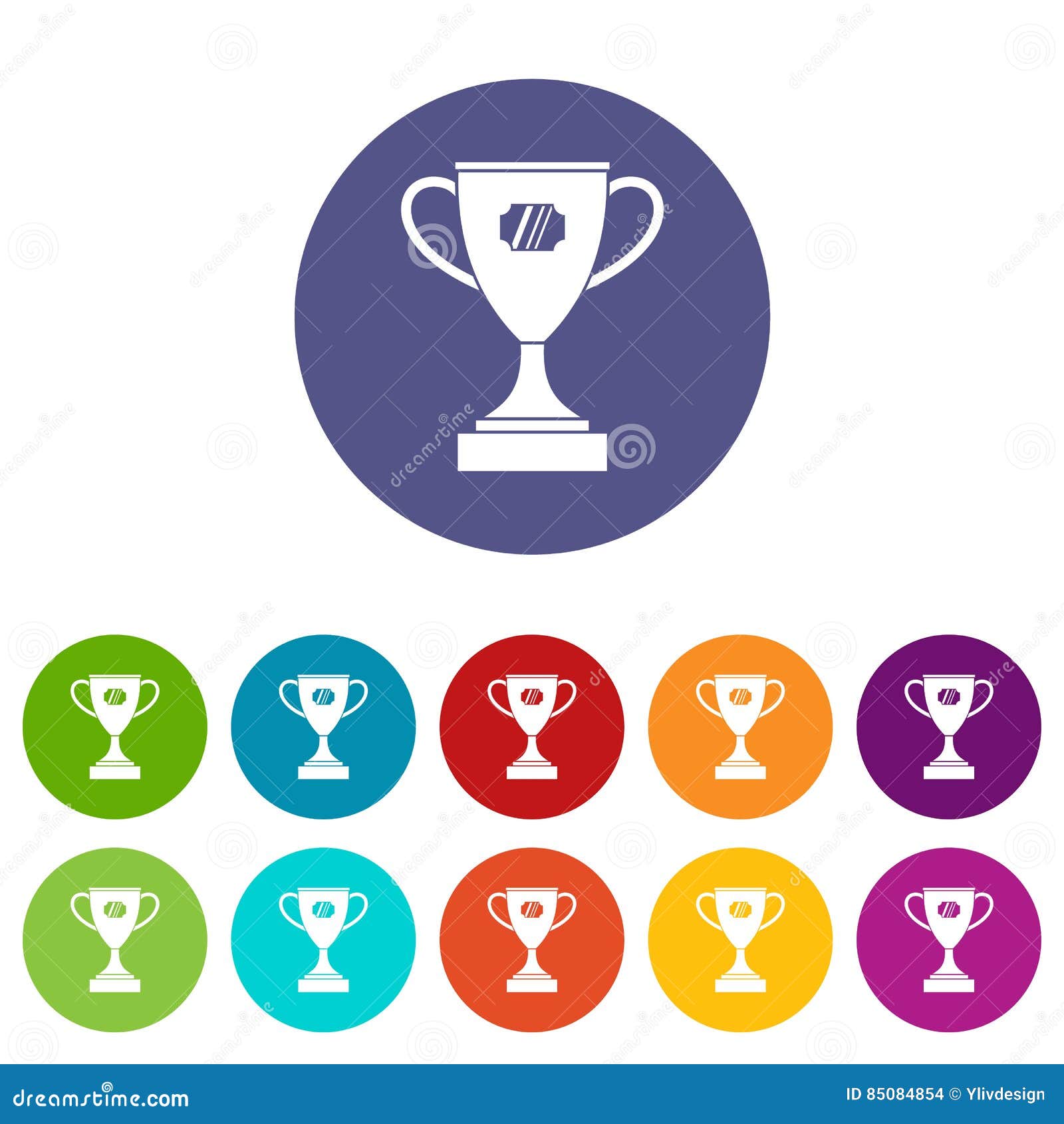 Winner cup set icons stock vector. Illustration of goblet - 85084854