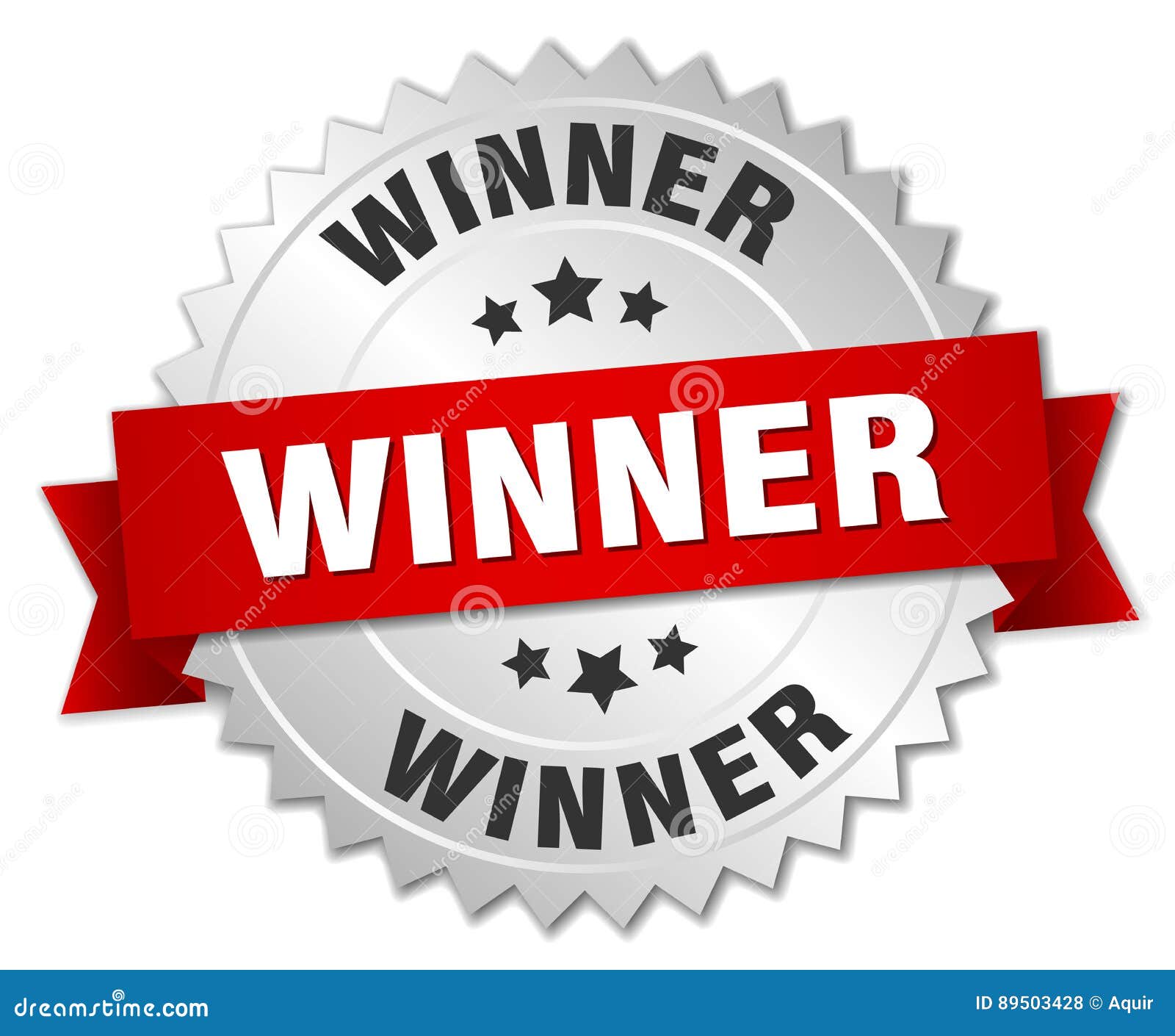 Winner 3d silver badge stock vector. Illustration of isolated - 89503428