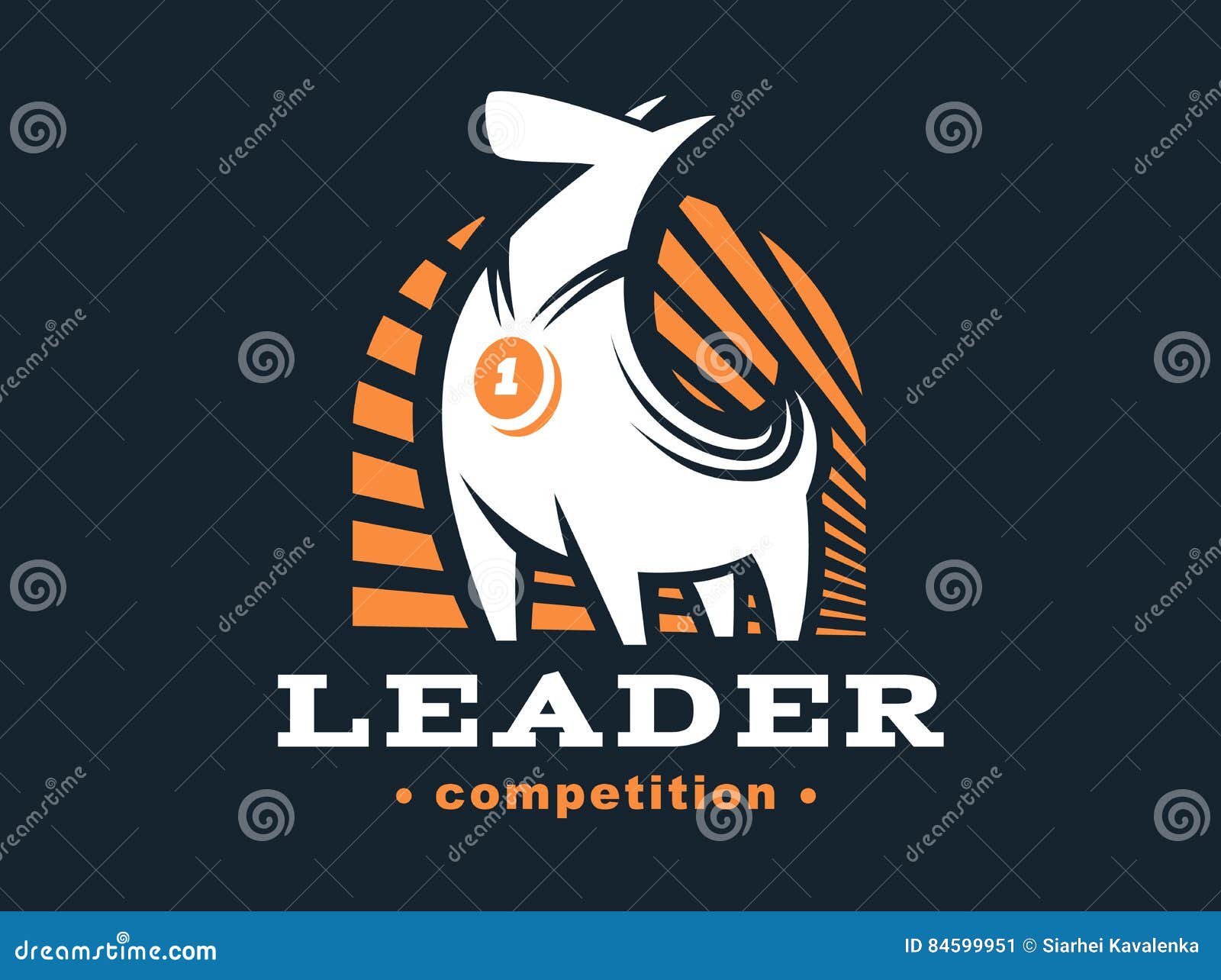 Winner Dog Logo - Vector Illustration, Emblem on Dark Background Stock ...