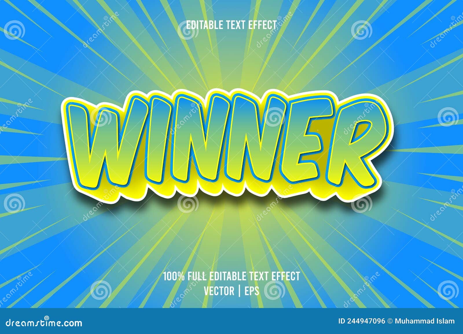 Winner Editable Text Effect 3 Dimension Emboss Cartoon Style Stock ...