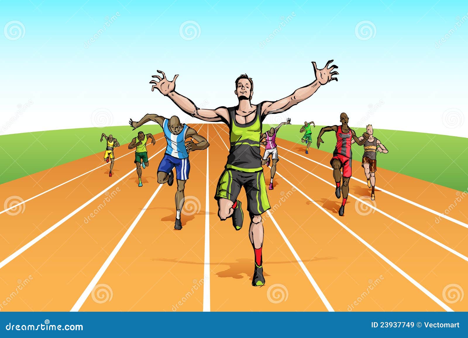 Winner in Finishing Line stock vector. Illustration of human - 23937749