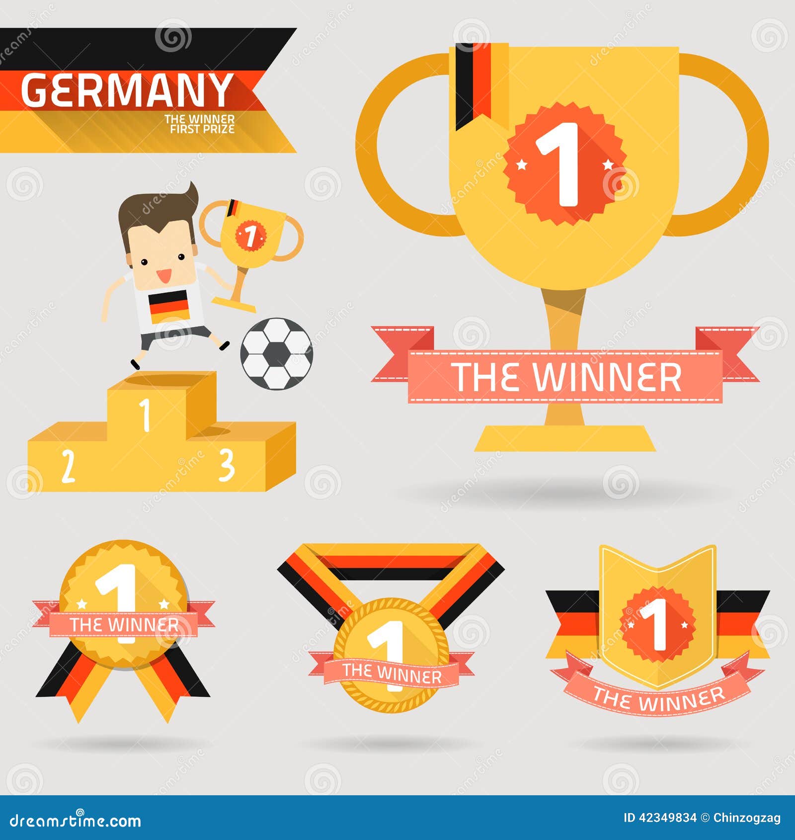 The Winner First Prize with Germany Flag Stock Vector - Illustration of ...