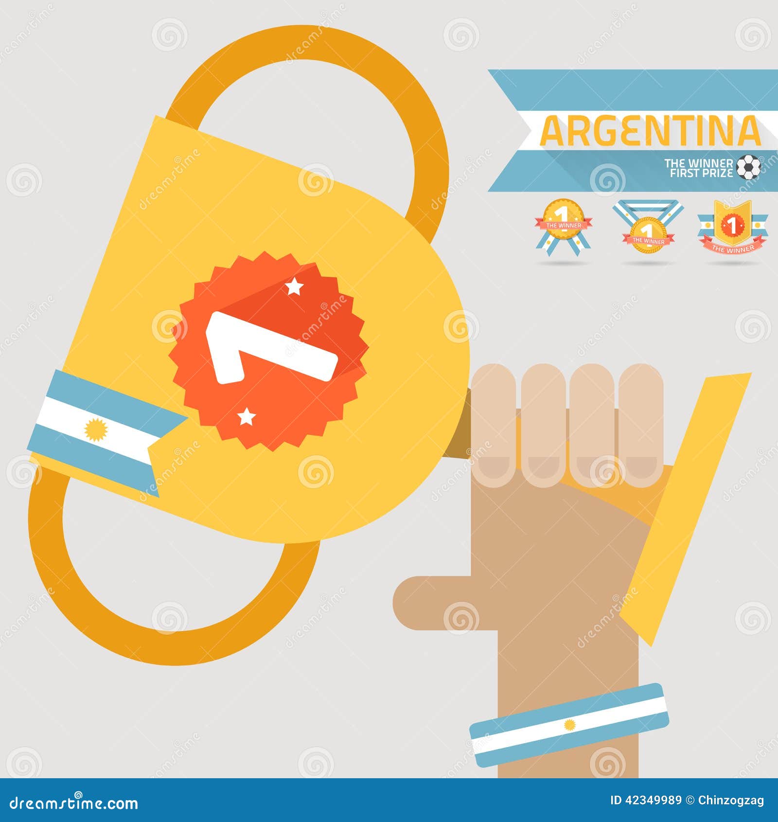 The Winner First Prize on the Hand with Argentina Flag Stock Vector ...