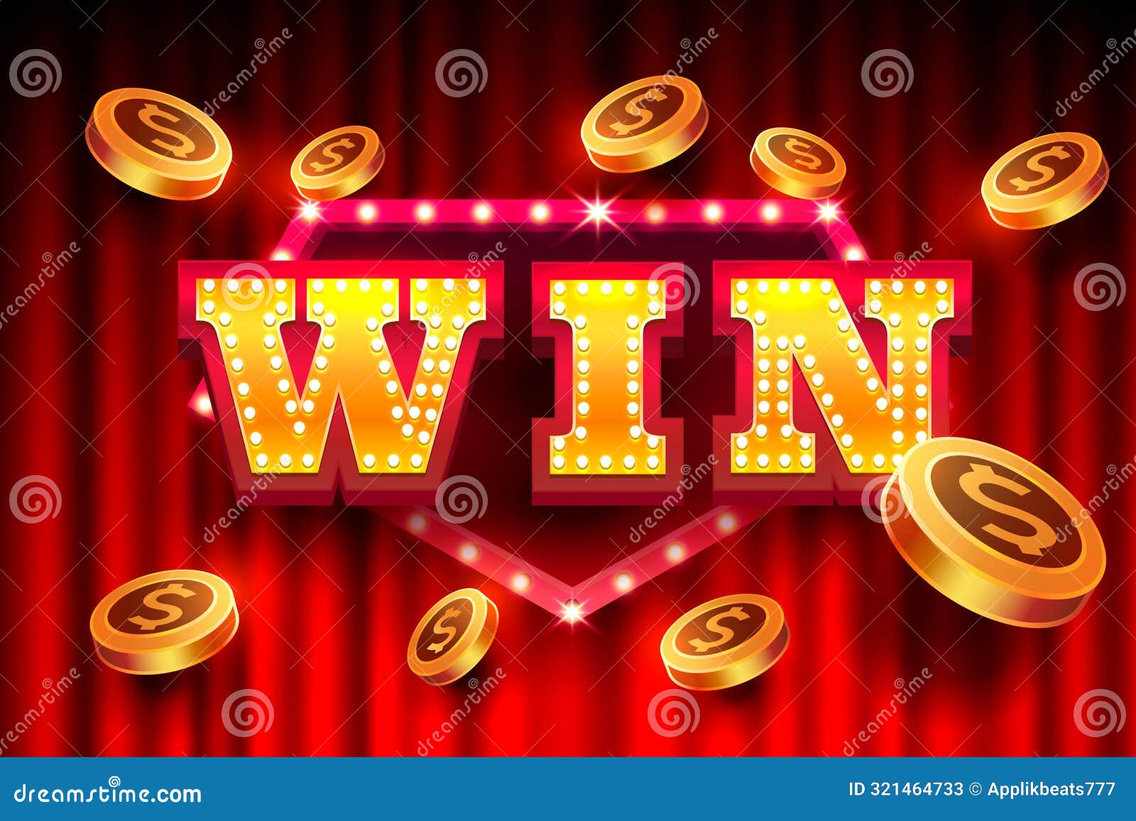 Winner Frame Label, Award Billboard, Night Vegas. Vector Illustration ...