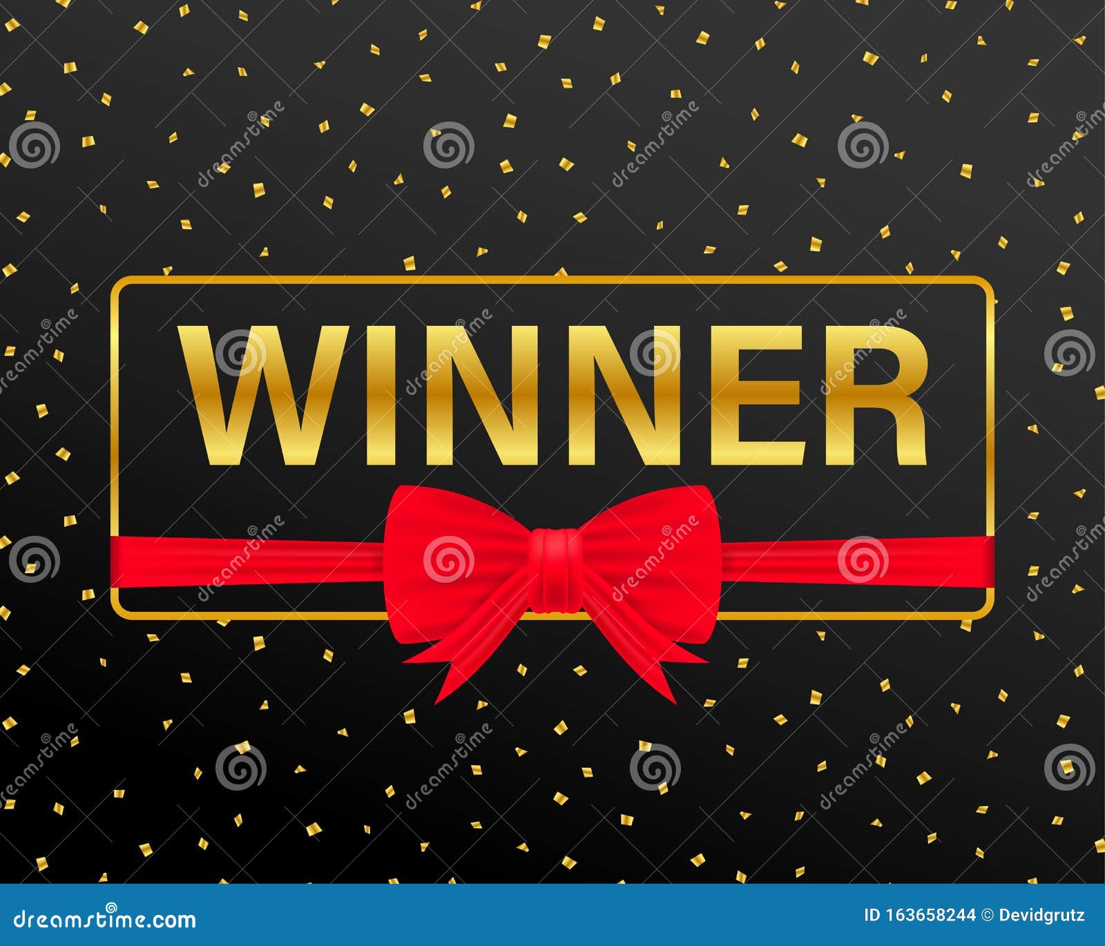 Winner Frame Label, Falling Ribbons Winner. Vector Illustration. Stock ...