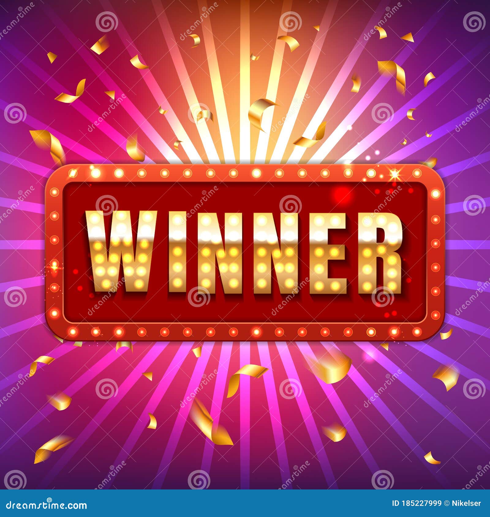 Winner Frame Label, Falling Ribbons Winner. Vector Illustration. Stock ...