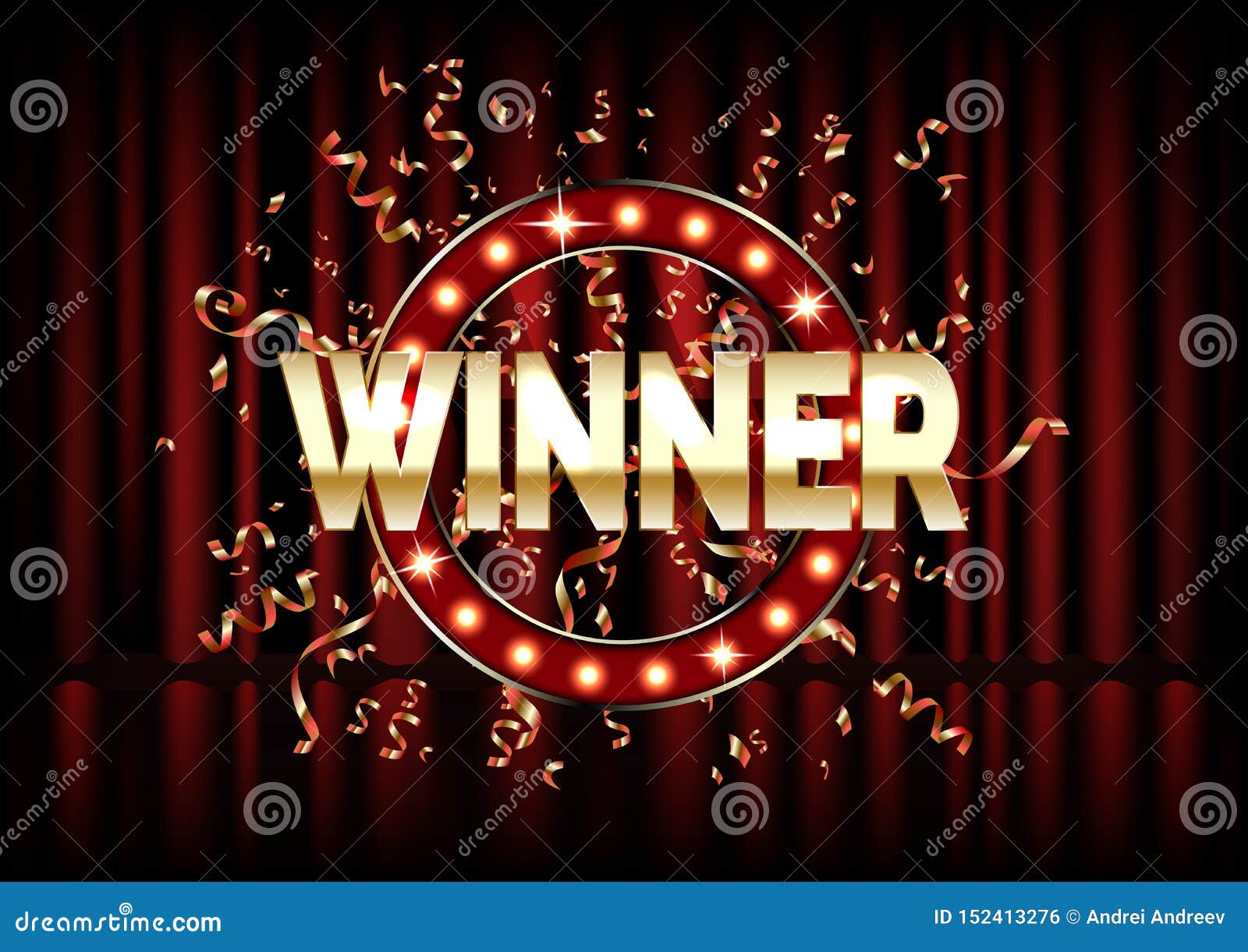 Winner Frame Label, Falling Ribbons Winner Stock Illustration ...