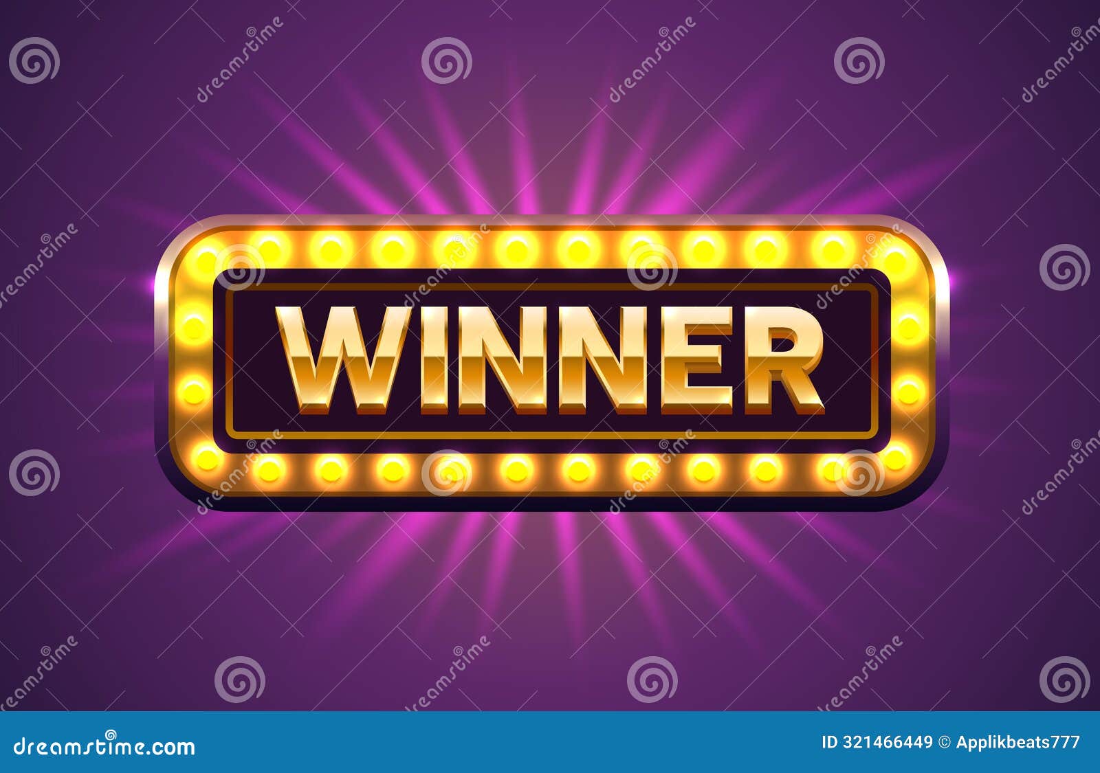 Winner Frame Label, Jackpot Winning Coins, Night Vegas. Vector ...