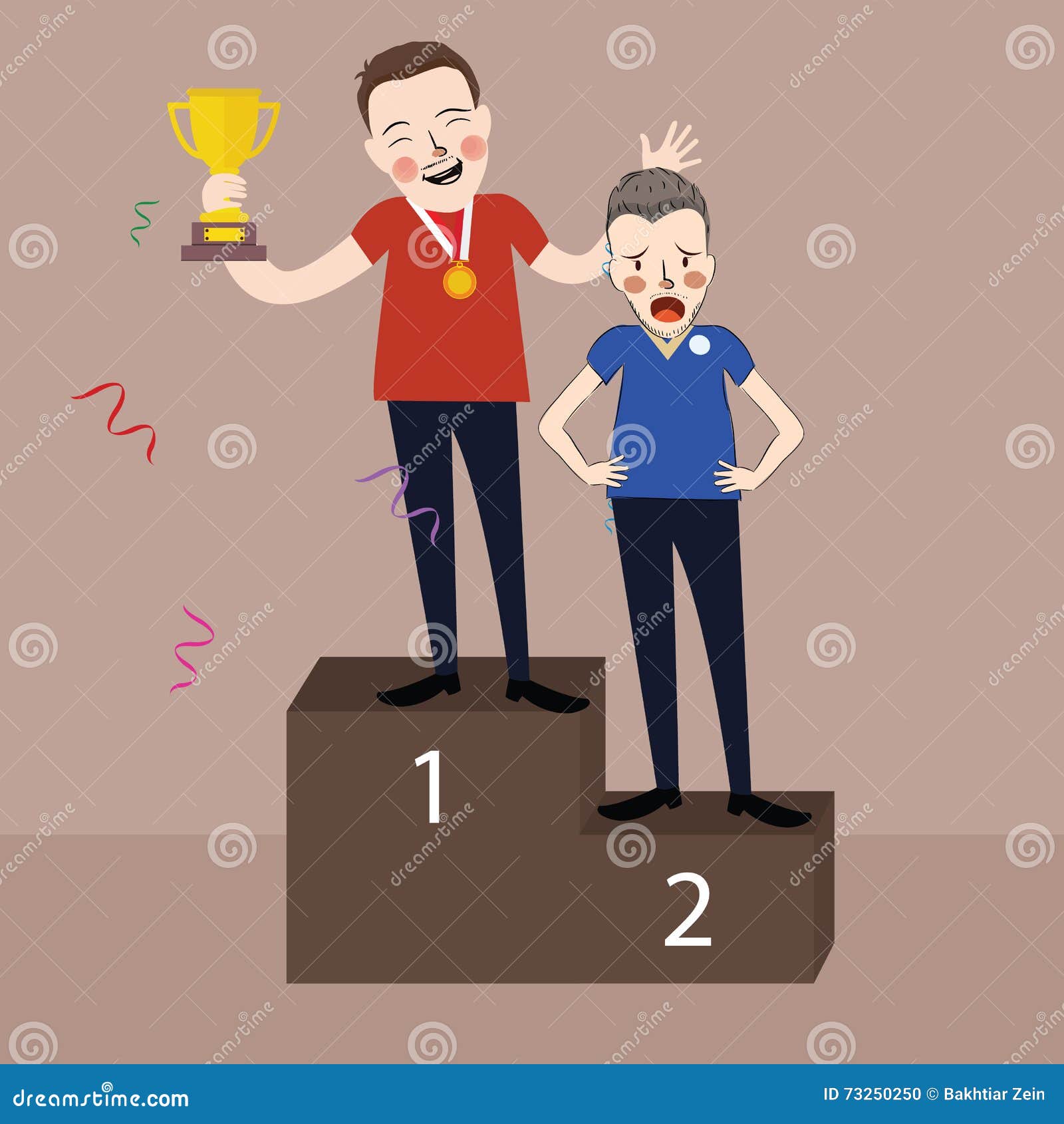 Winner Get Trophy First and Second Place Stage Podium Stock Vector ...