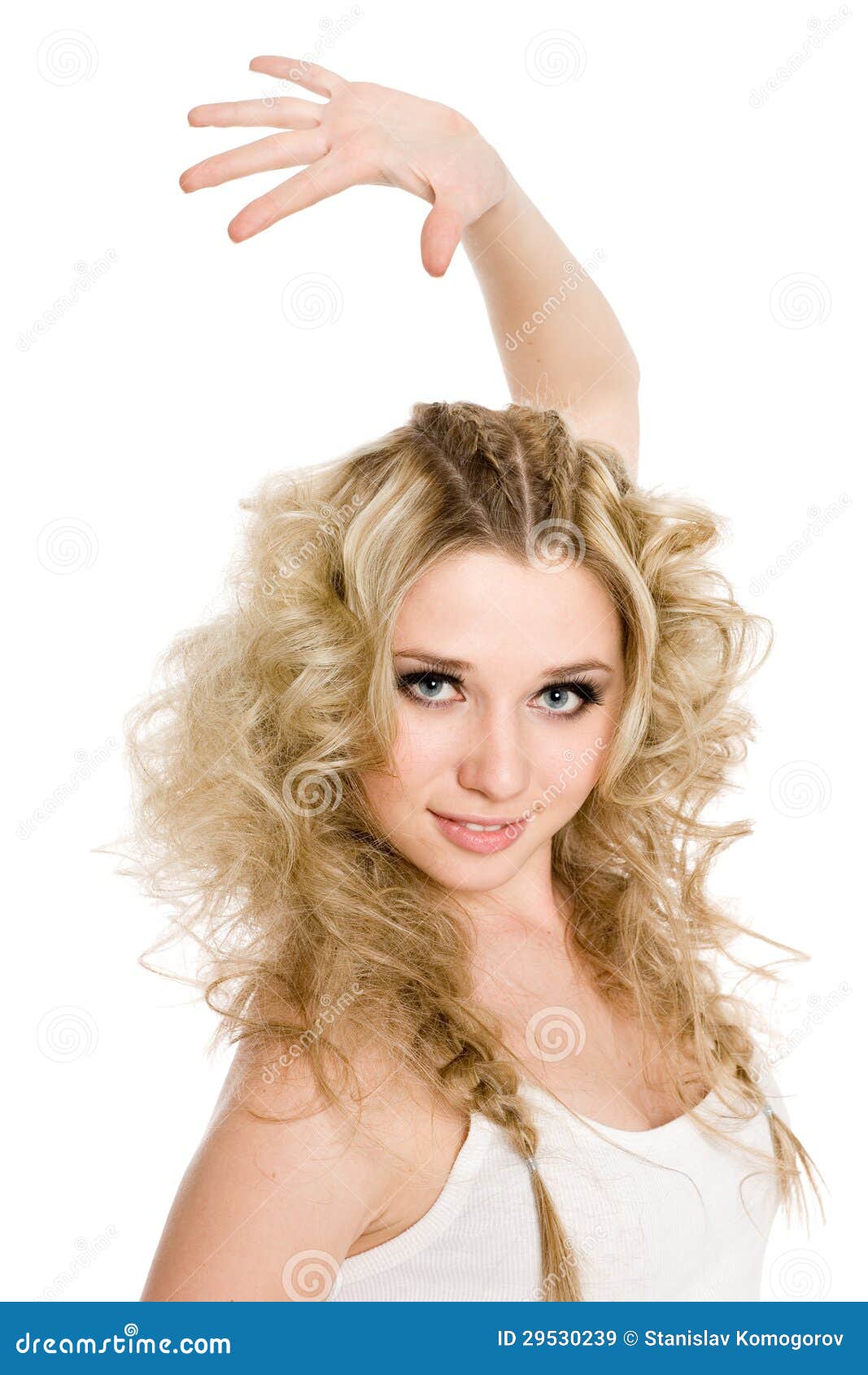 Winner Girl with a Raised Hand Stock Image - Image of background ...