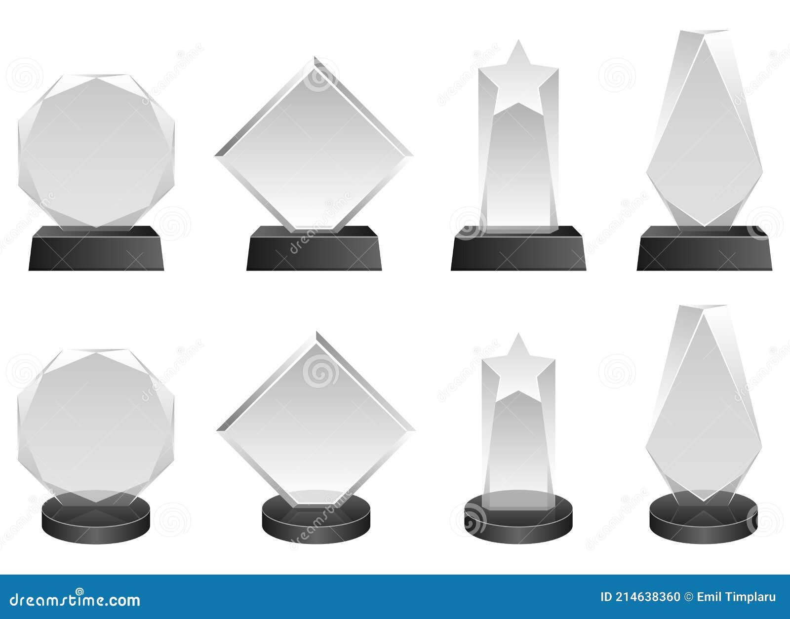 Winner Glass Trophy. First Place Award, Crystal Prize And Signed ...