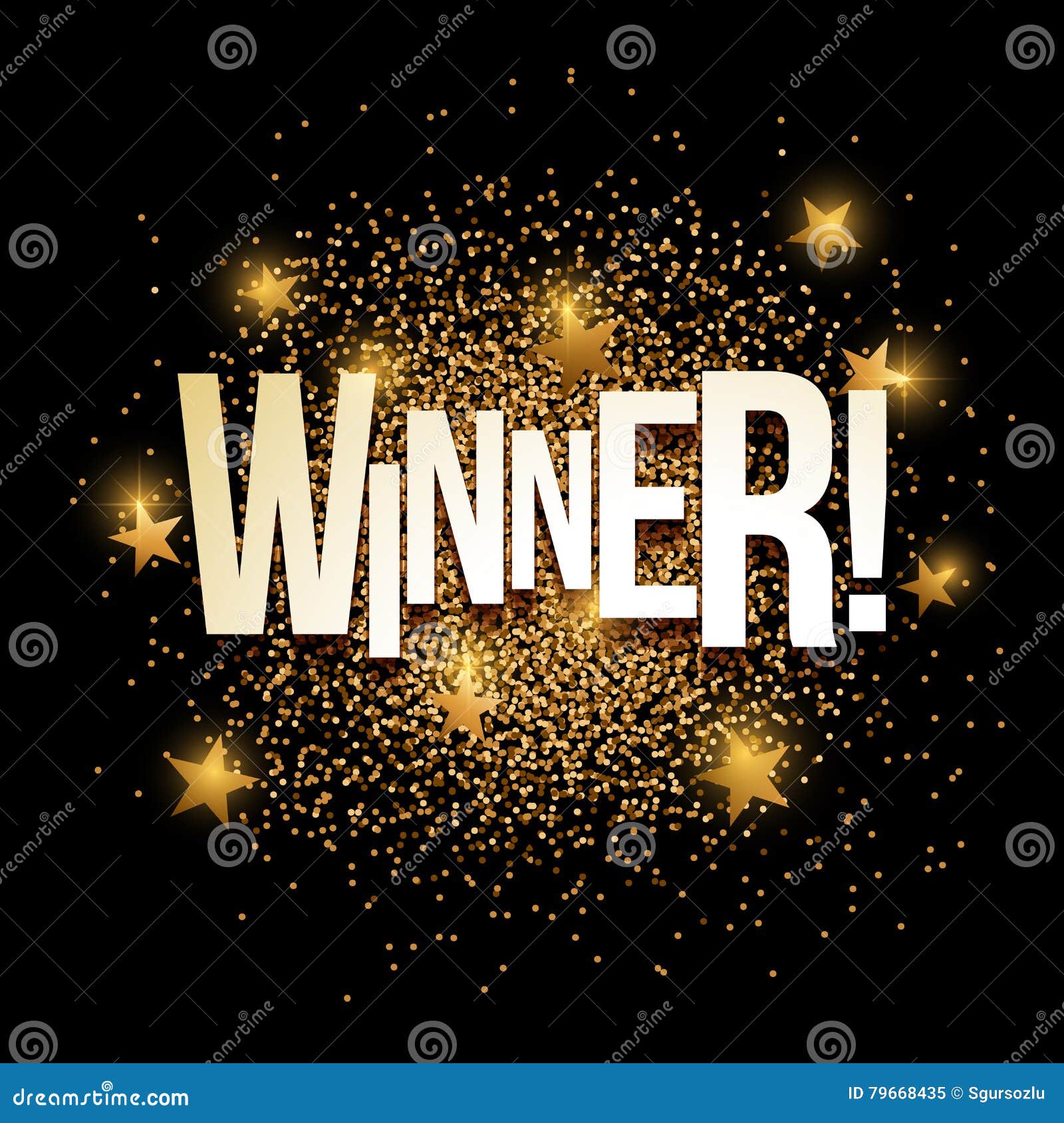 Winner Golden Glitter Background Banner. Stock Vector - Illustration of ...