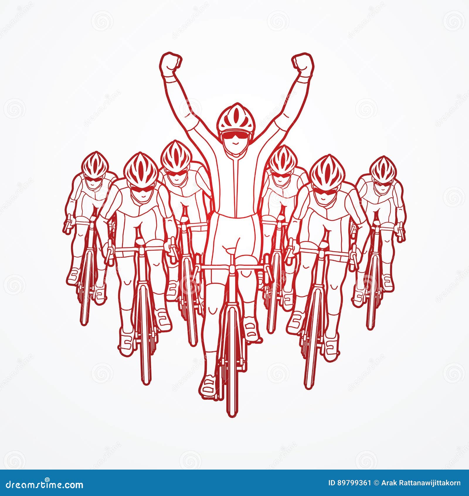 The Winner with Group of Biking Stock Vector - Illustration of leader ...