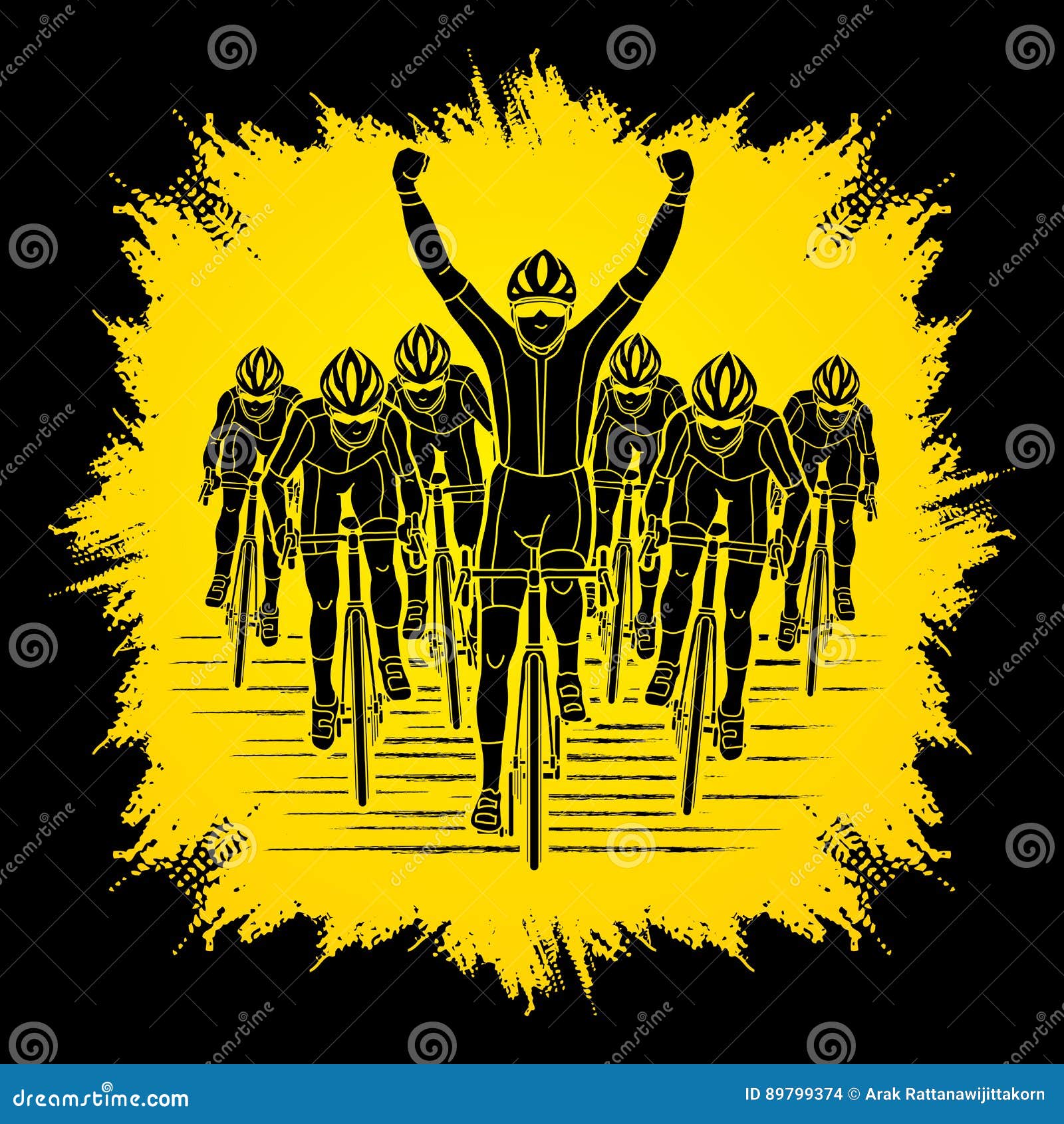 The Winner with Group of Biking Stock Vector - Illustration of people ...