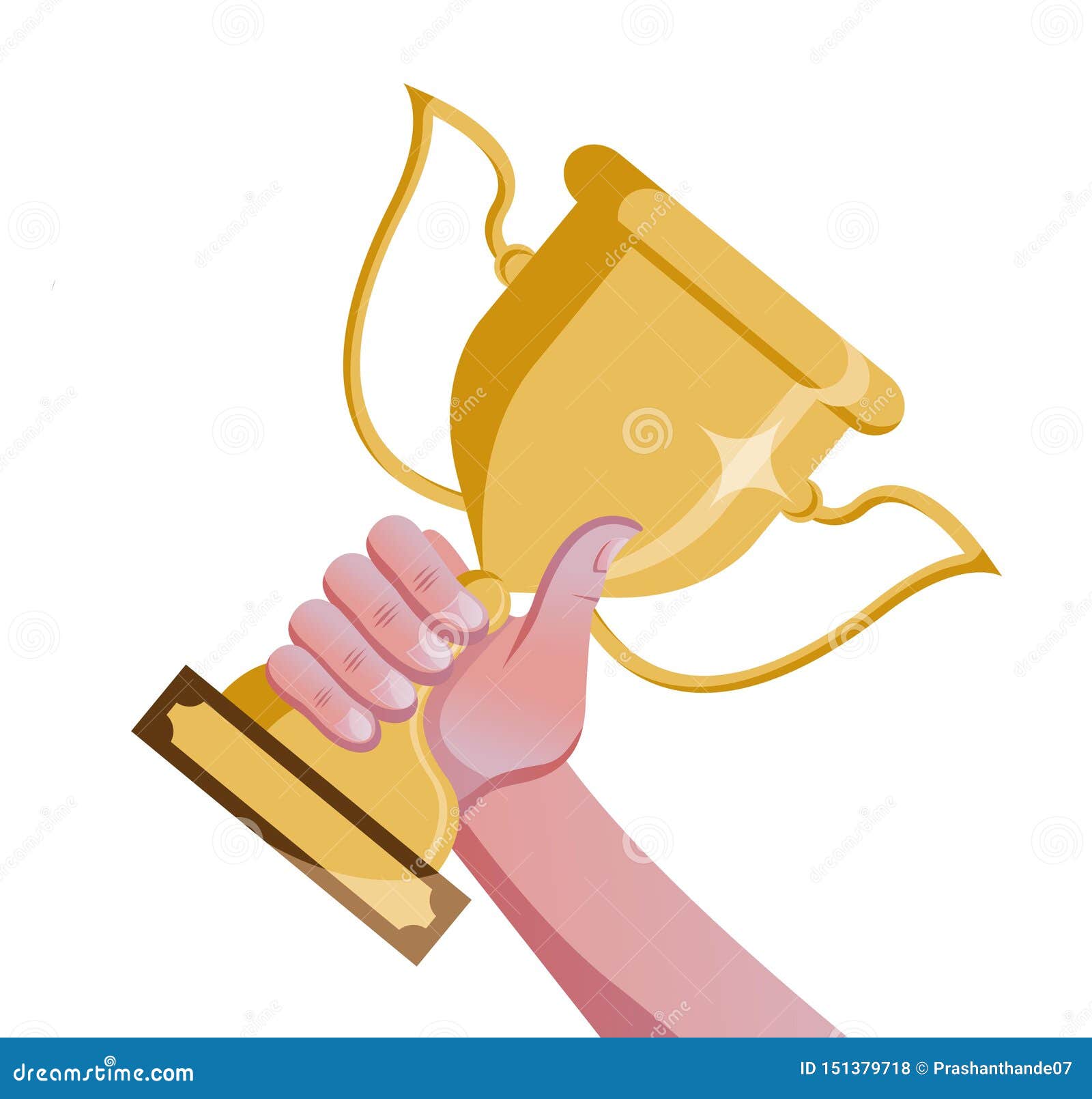 Winner Hand Holding Trophy Isolated Stock Illustration Illustration
