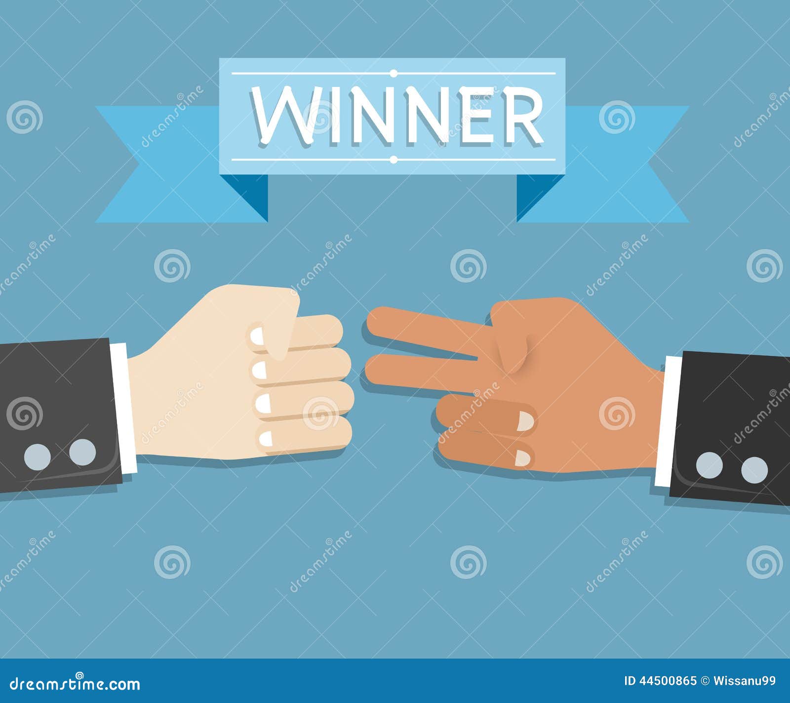 Winner Hands Play Paper Rock Scissors. Stock Vector - Illustration of ...