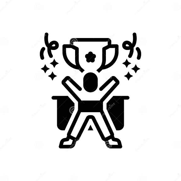 Black Solid Icon for Winner, Triumphant and Reward Stock Vector ...