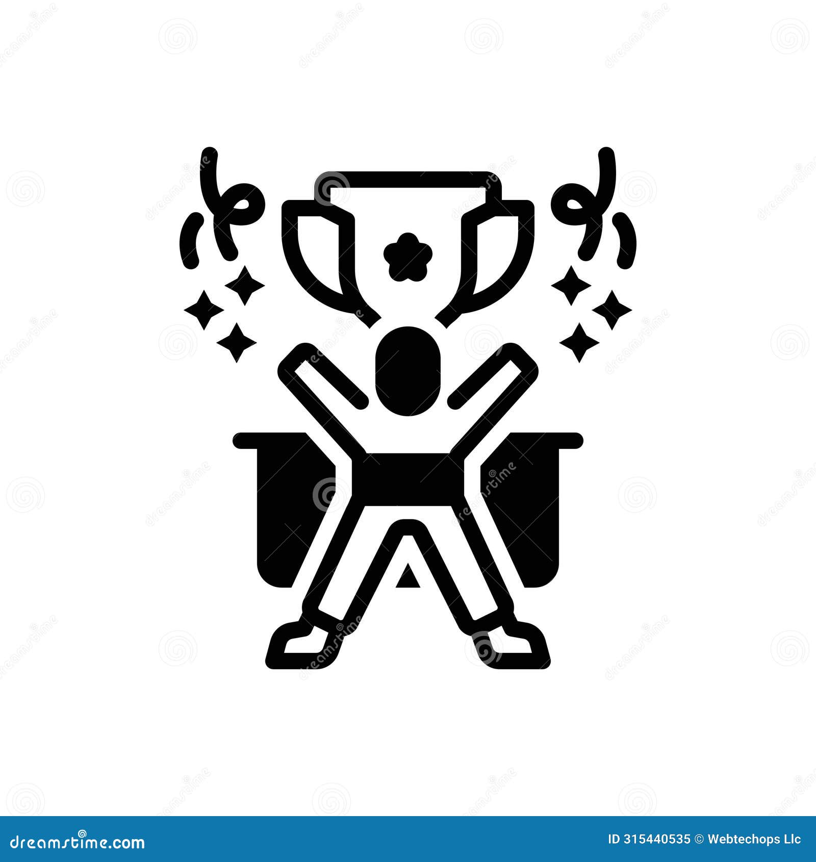 Black Solid Icon for Winner, Triumphant and Trophy Stock Illustration ...
