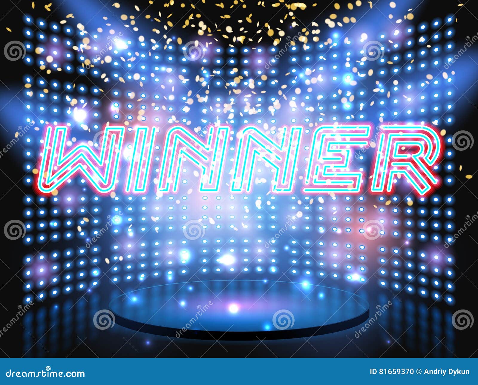Winner lettering stage stock vector. Illustration of poster - 81659370