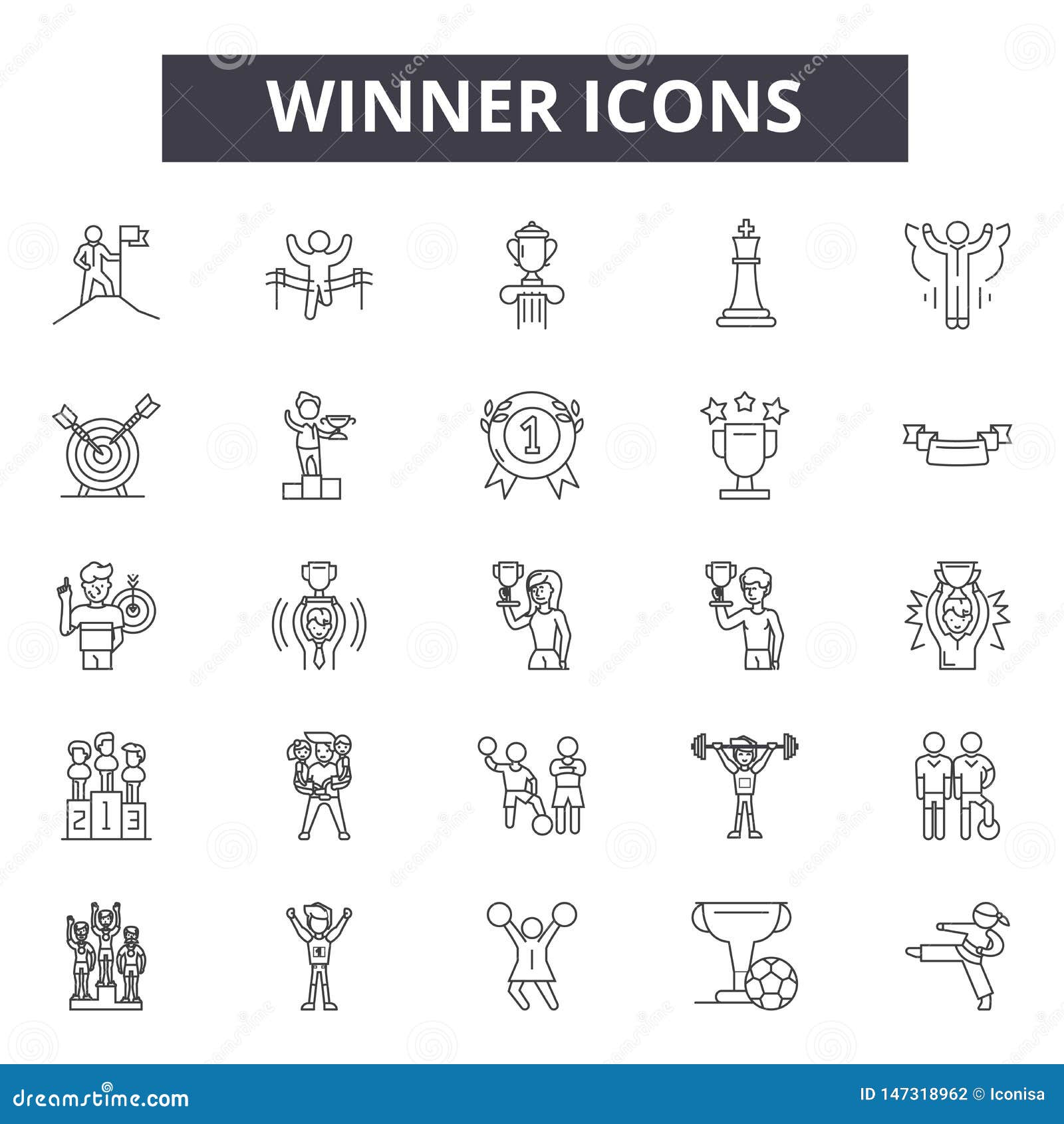 Winner Line Icons, Signs, Vector Set, Linear Concept, Outline ...