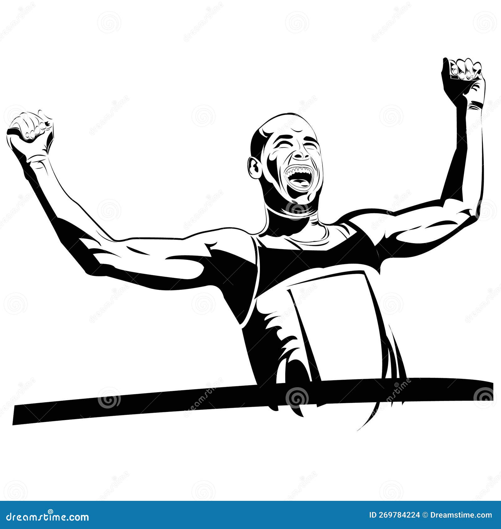 The Winner, the Man is Happy with the First Place, the Joy of Victory ...