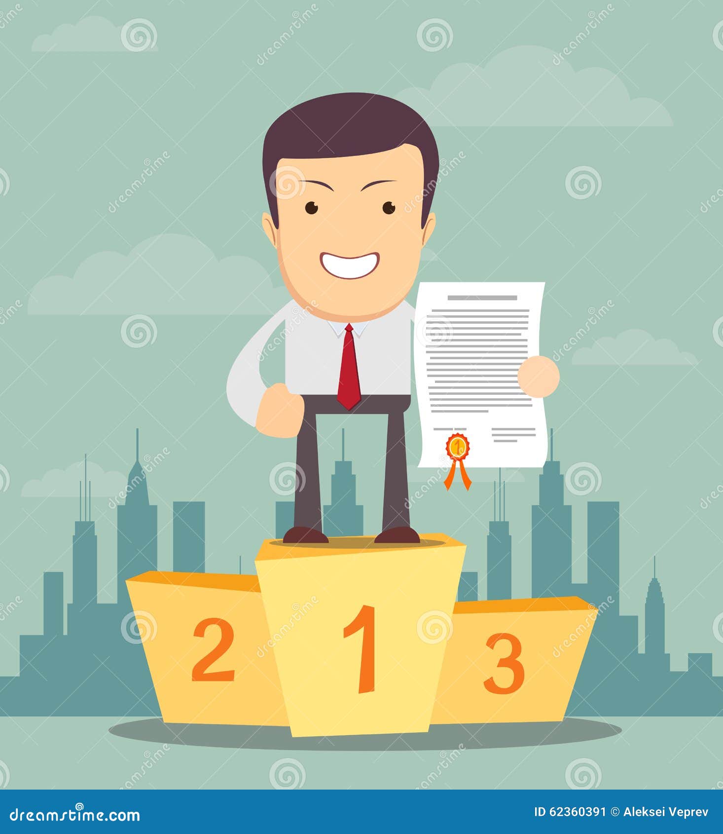 Winner man on a pedestal stock vector. Illustration of casual - 62360391