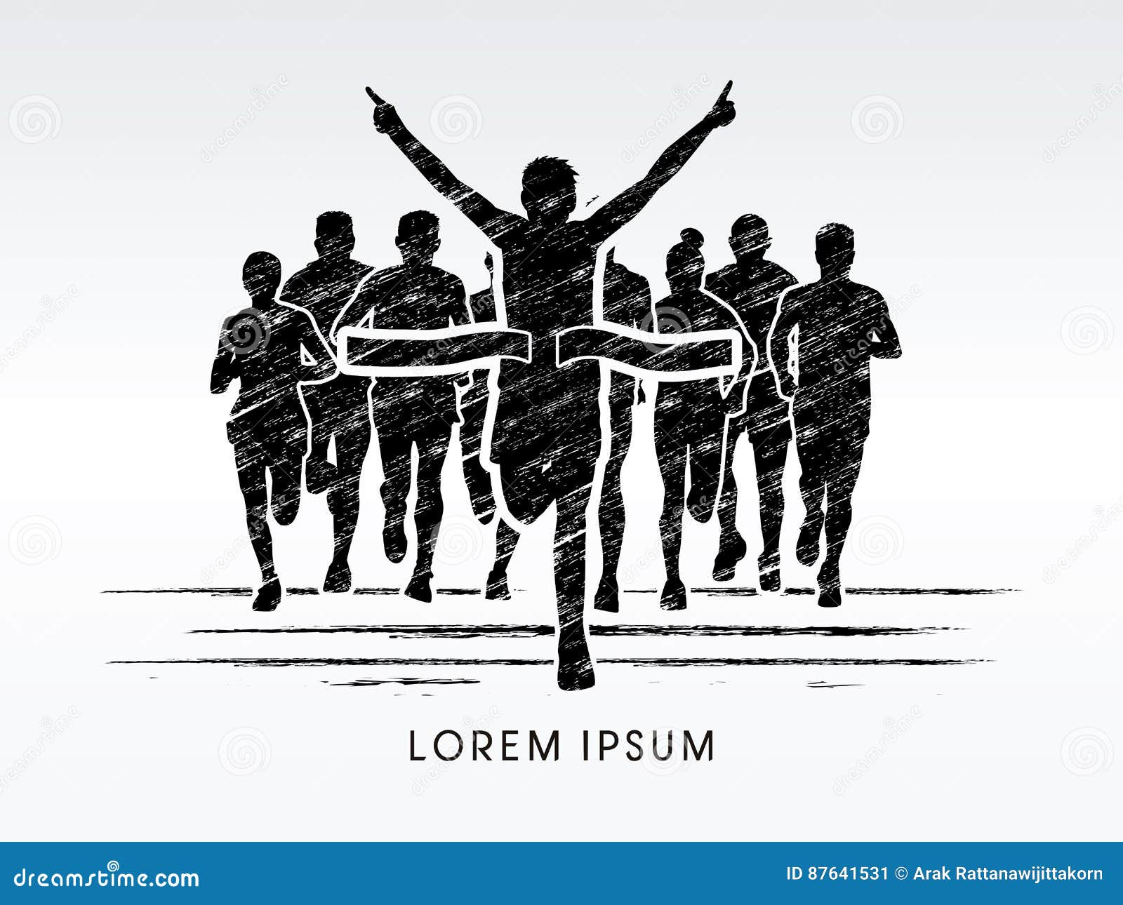 Winner Marathon Runners Graphic Vector. Stock Vector - Illustration of ...