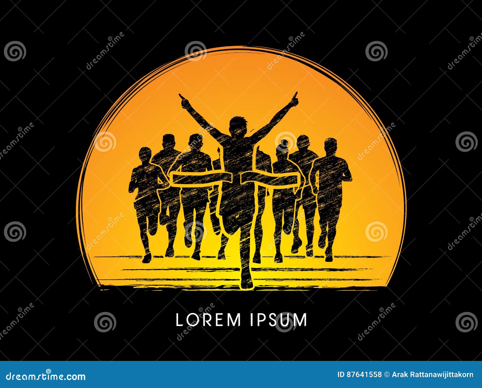 Winner Marathon Runners Graphic Vector. Stock Vector - Illustration of ...