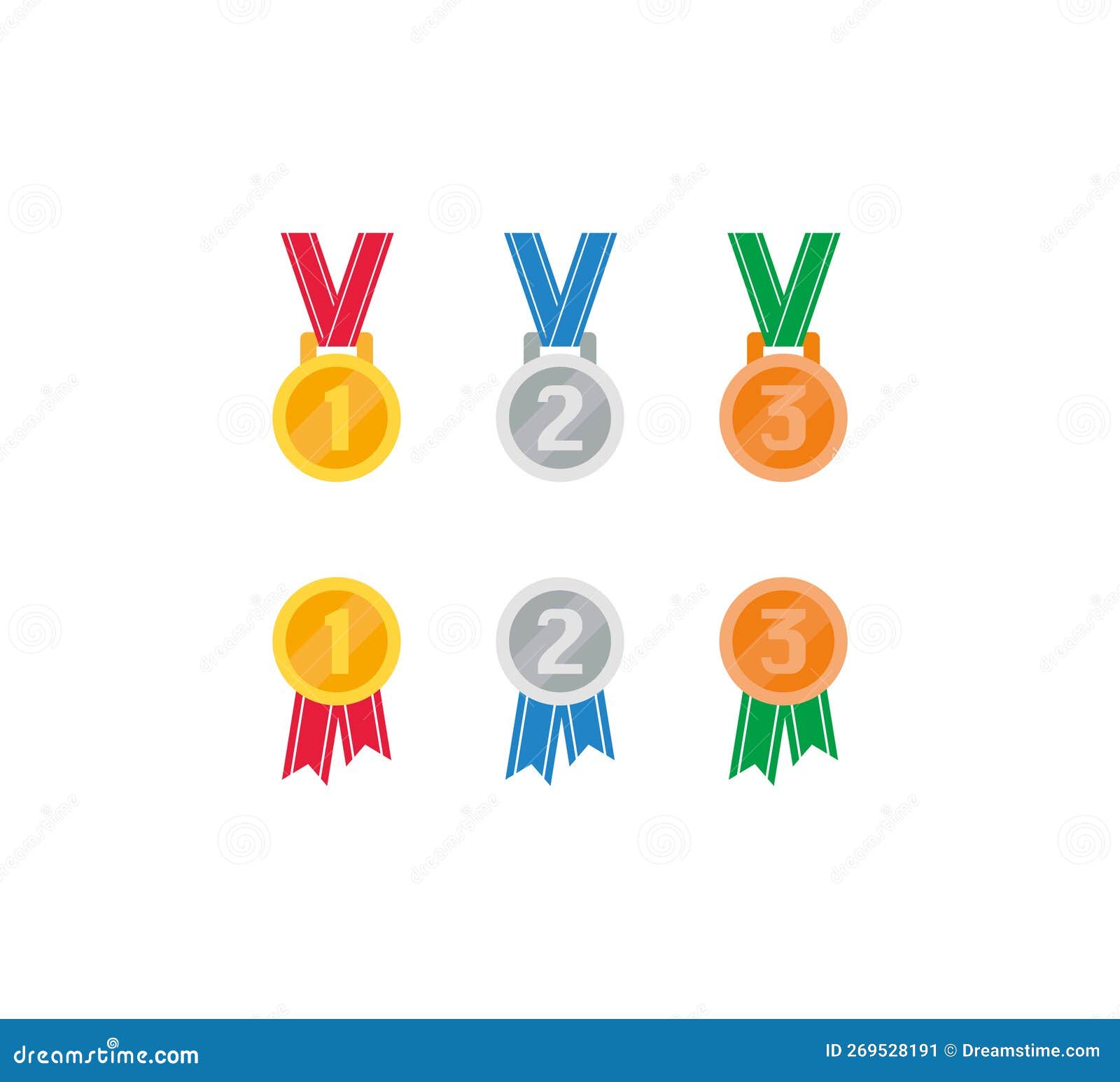 Winner Medals Icon Set. REward Medal Vector Stock Illustration ...