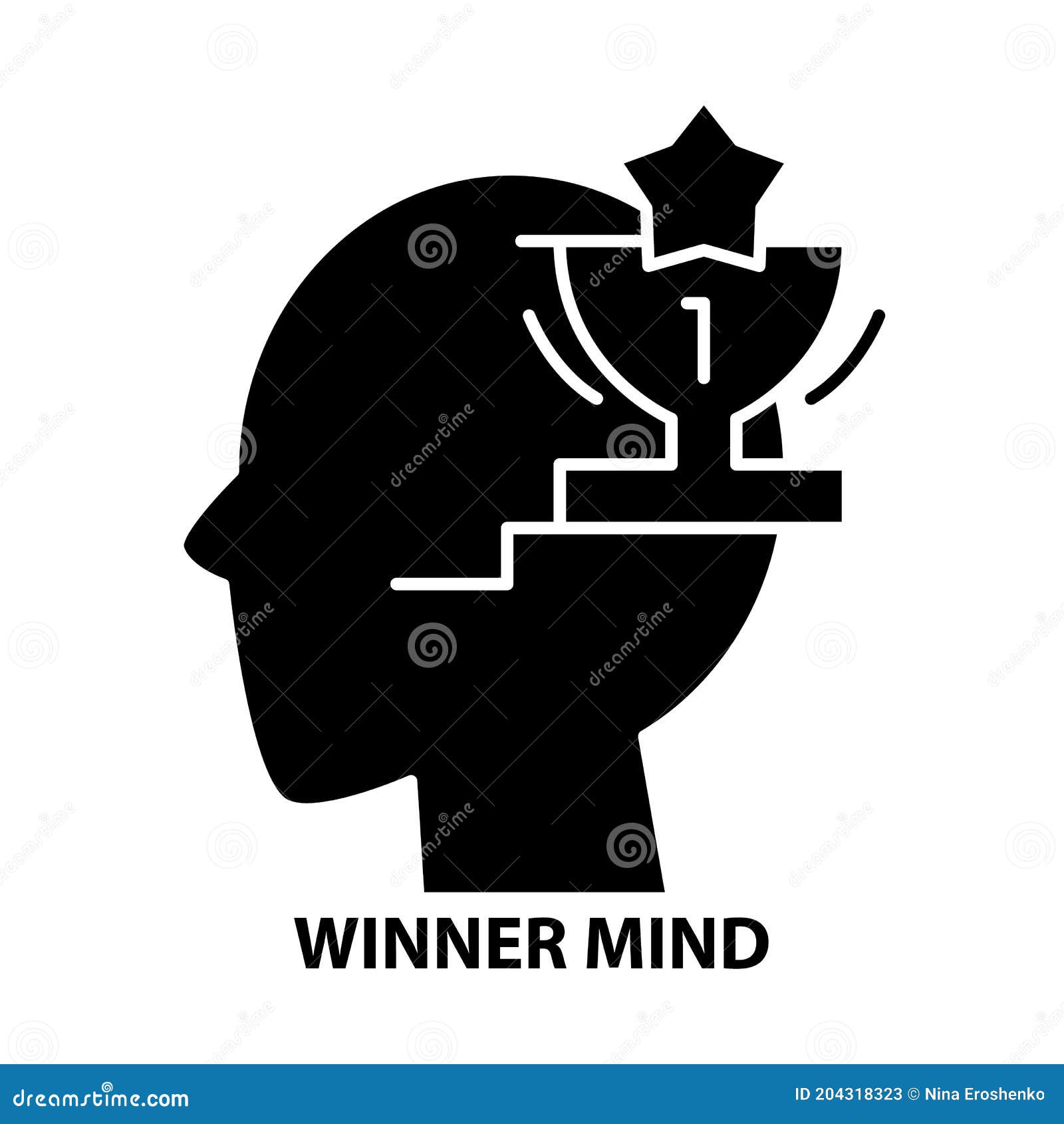 Winner Mind Icon, Black Vector Sign with Editable Strokes, Concept ...