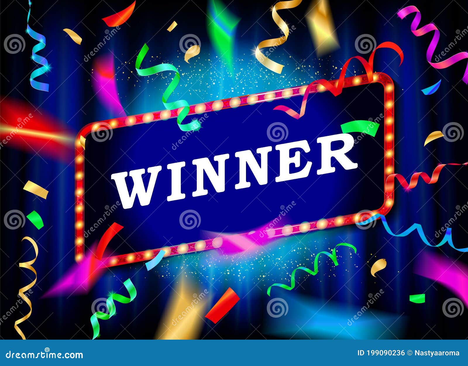 Winner, neon bulb stock illustration. Illustration of poster - 199090236