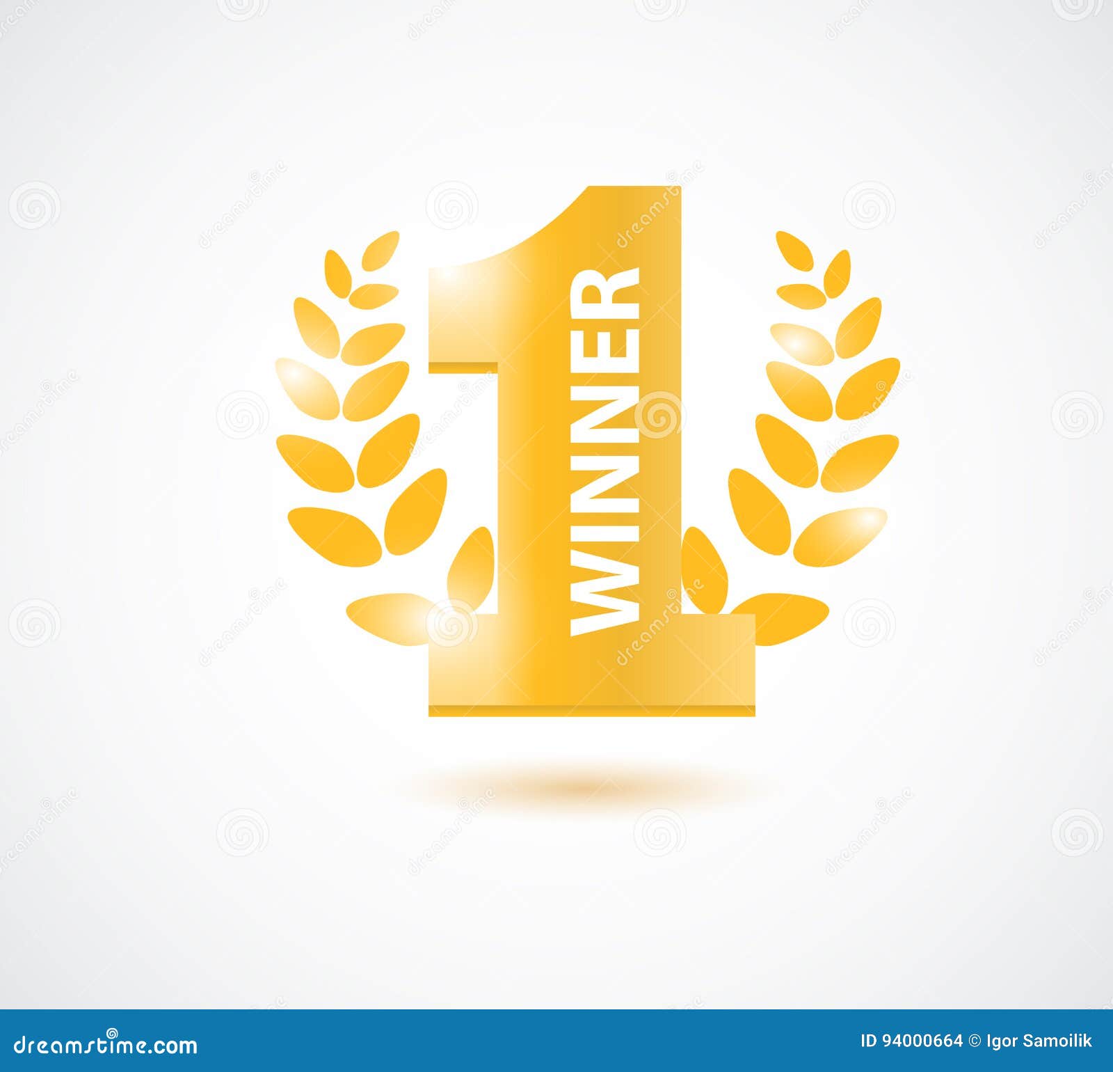 Winner, Number One Background with Olive Branch and Confetti on White ...