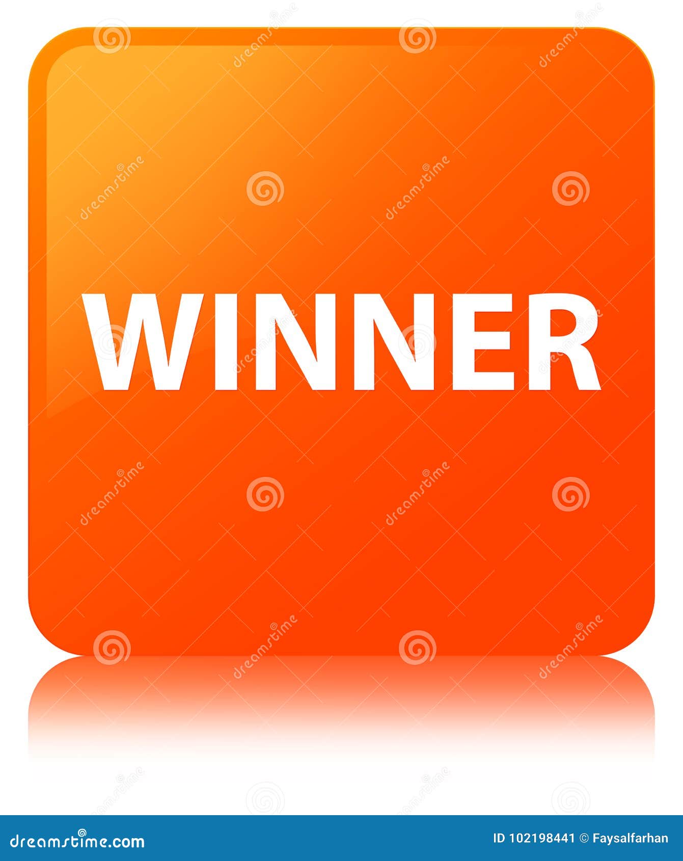 Winner Orange Square Button Stock Illustration - Illustration of champ ...