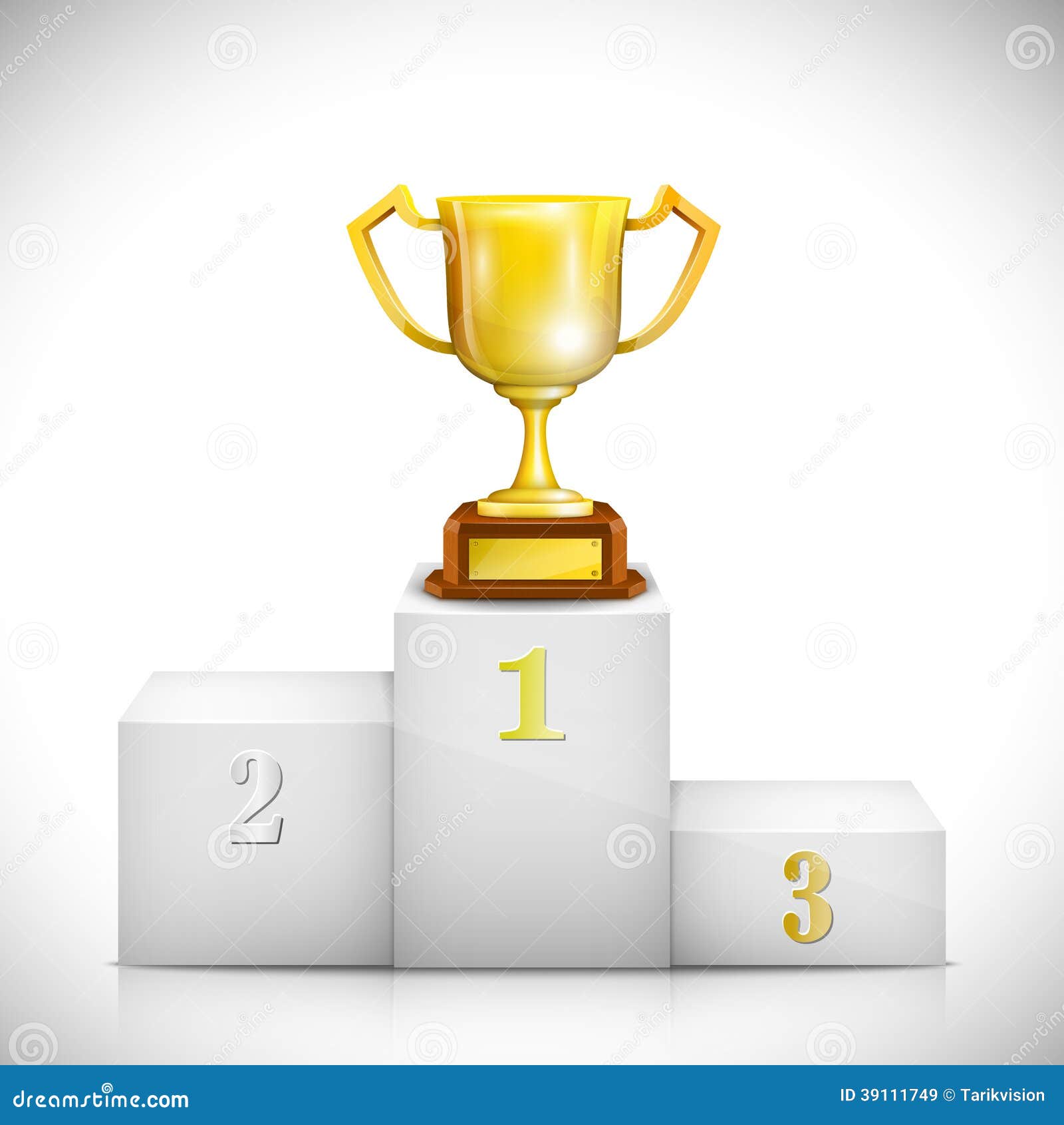 Winner Pedestal with Gold Trophy Cup. Stock Vector - Illustration of ...