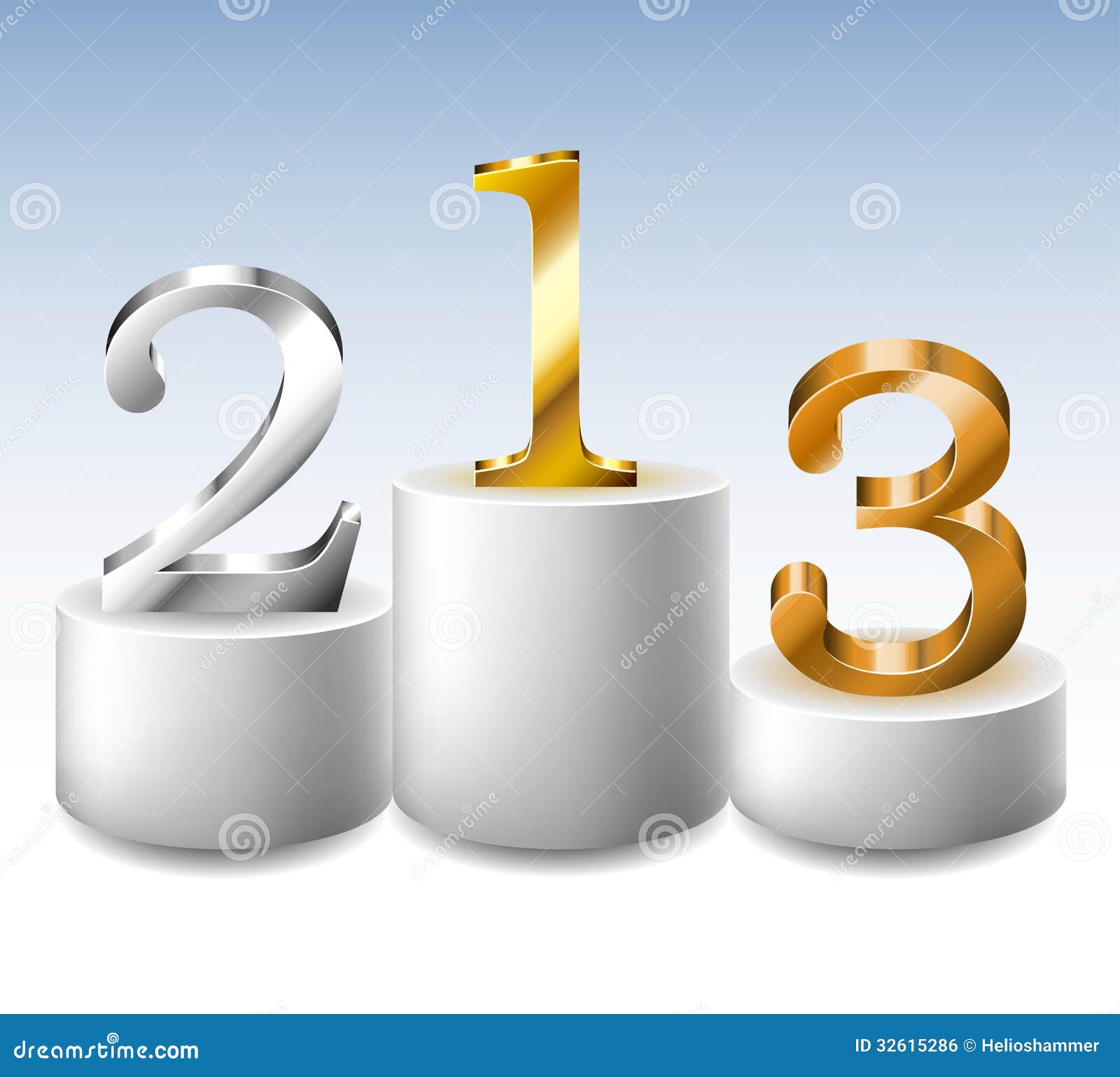 Winner Podium With Gold, Silver And Bronze Numbers Vector Illustration ...