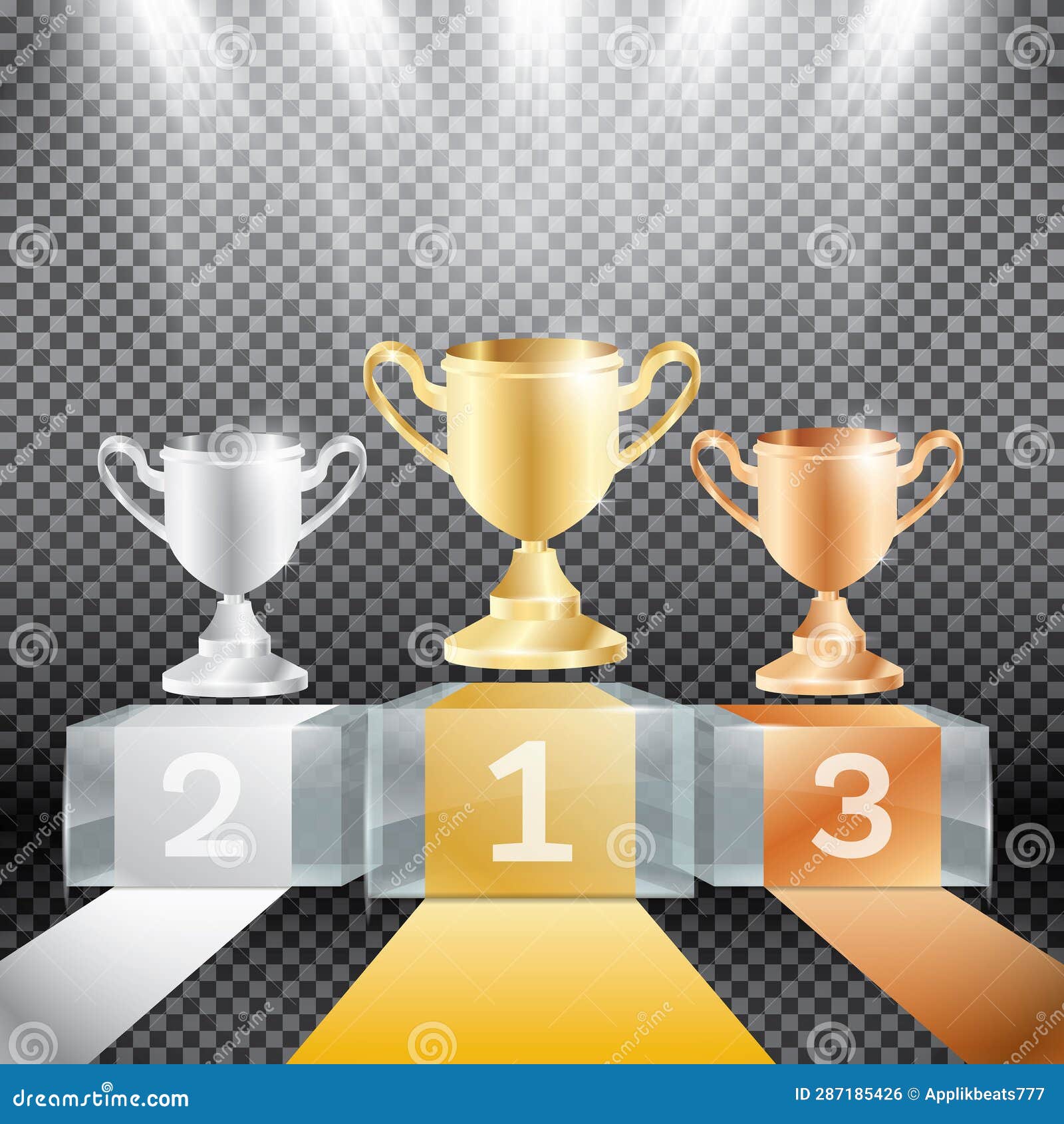 Winner Podium with Spotlights and Cup on Transparent Background Stock ...