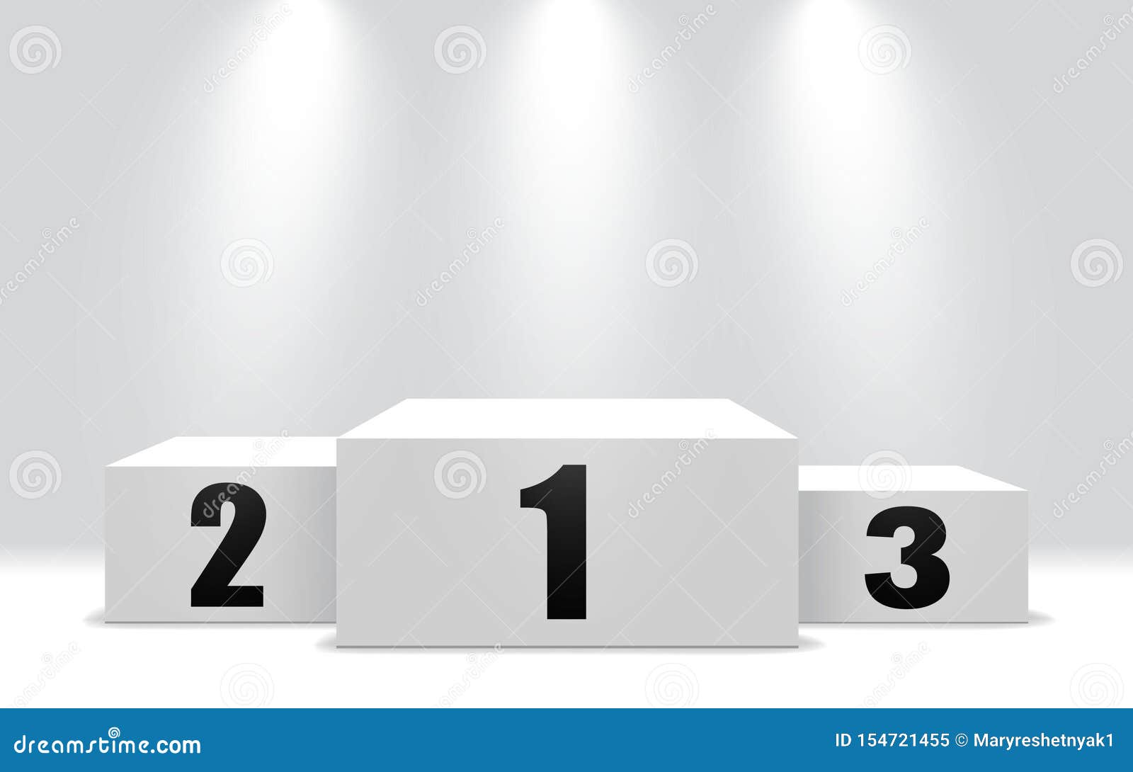 Winner Podium with 3 Stand. White Pedestal for Win of First, Second and ...