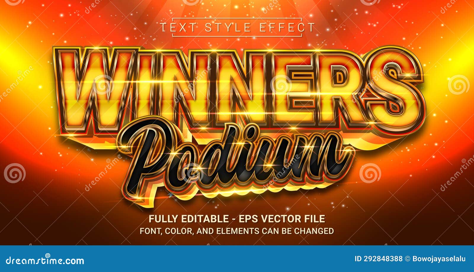 Winner Podium Text Style Effect. Editable Graphic Text Template Stock ...