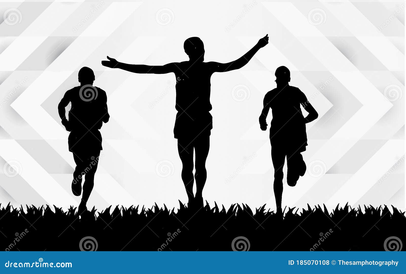 Winner of a Race - Three Men in a Frame Stock Illustration ...